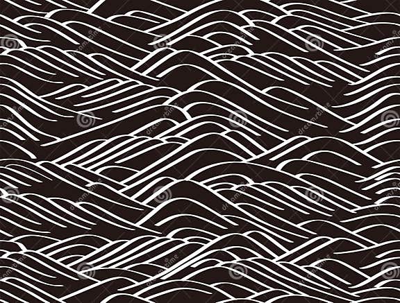 Vector Japanese Vintage Seamless Wave Pattern on a Dark Background ...