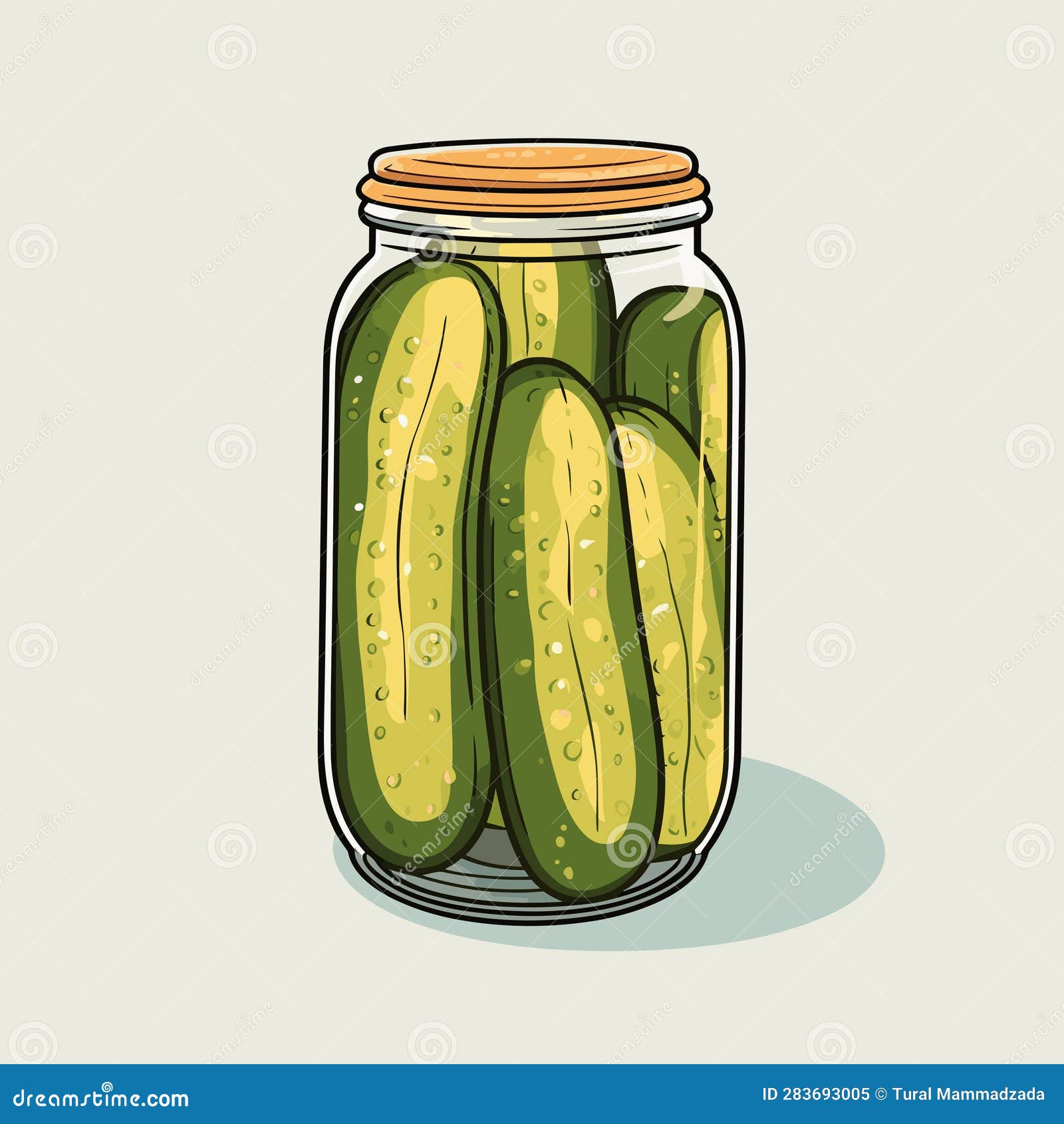 Vector of a Jar Filled with Pickles Sitting on Top of a Table Stock ...