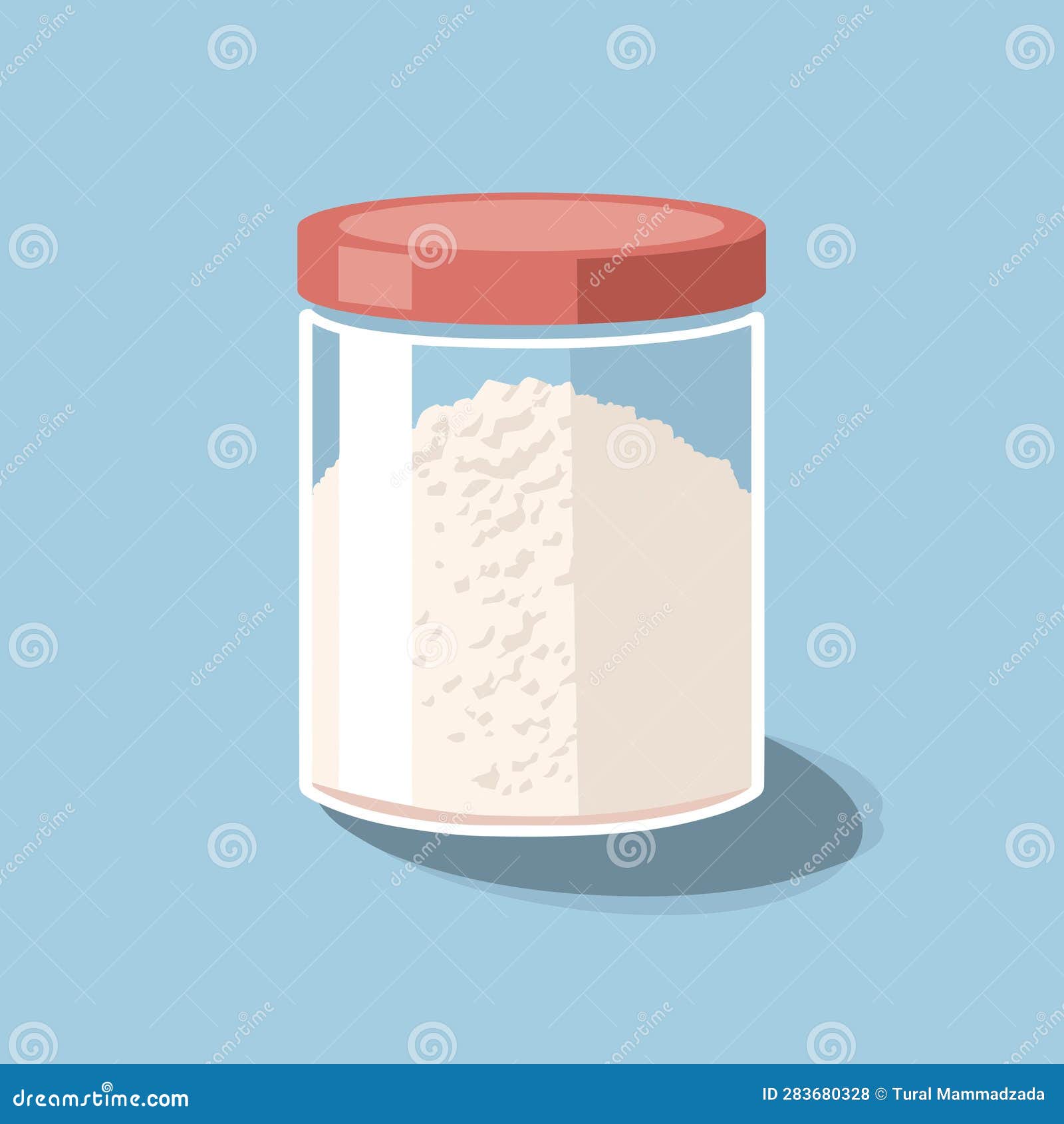 Vector of a Jar Filled with White Powder on a Blue Background Stock ...