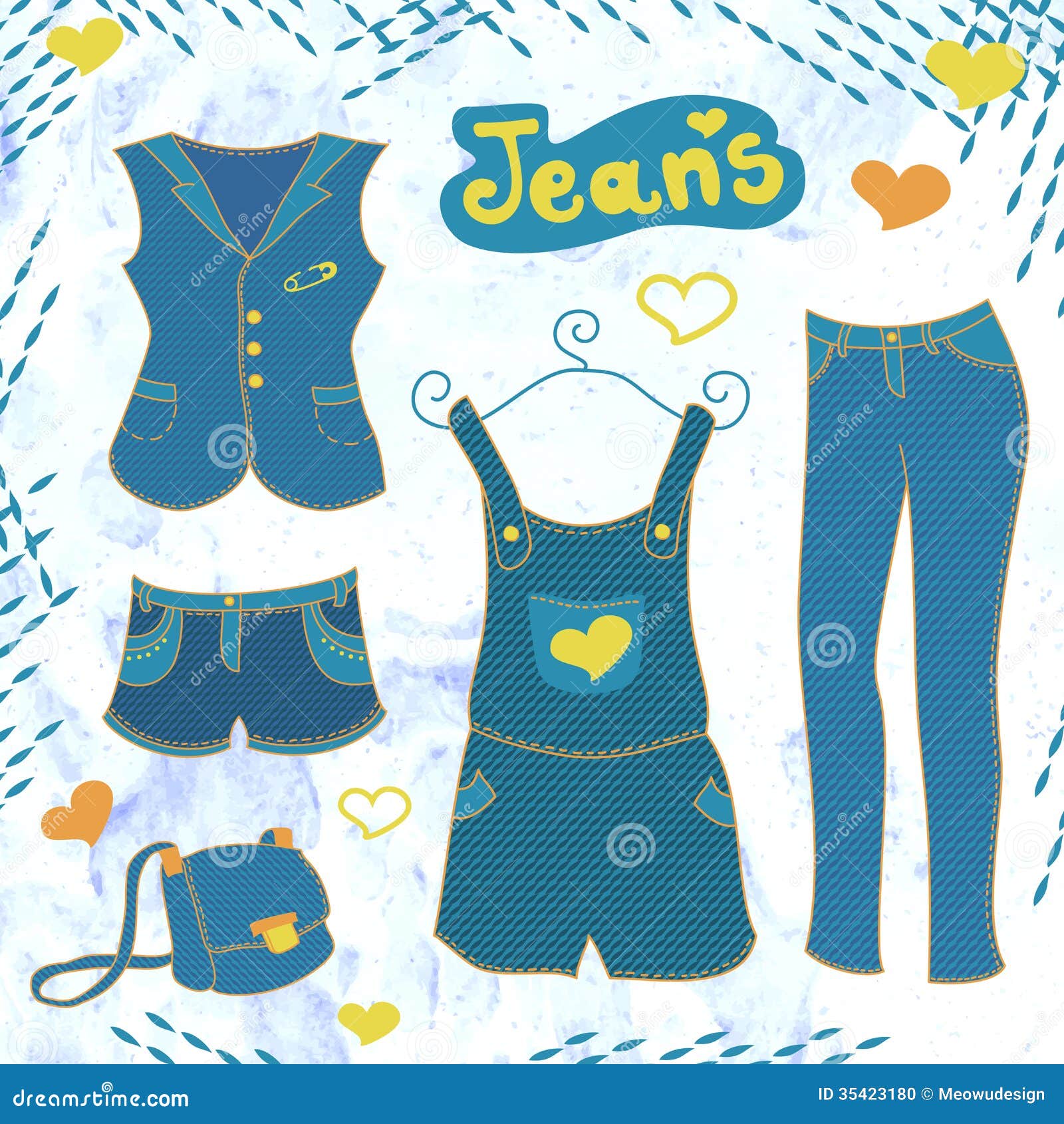 Vector jeans clothes set stock vector. Illustration of jeans - 35423180