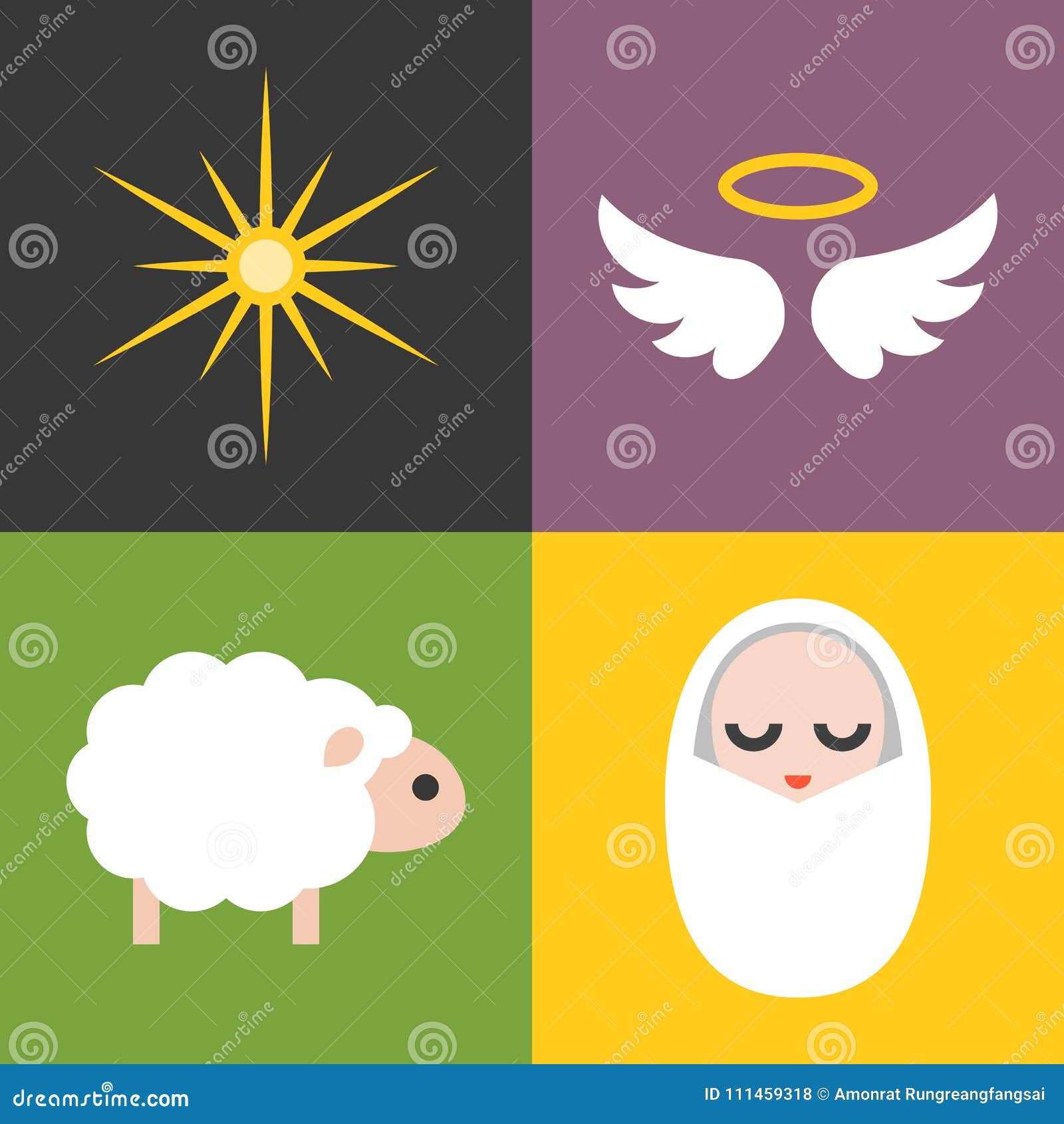 Vector Jesus Born Icons Set Stock Vector - Illustration of isolated ...