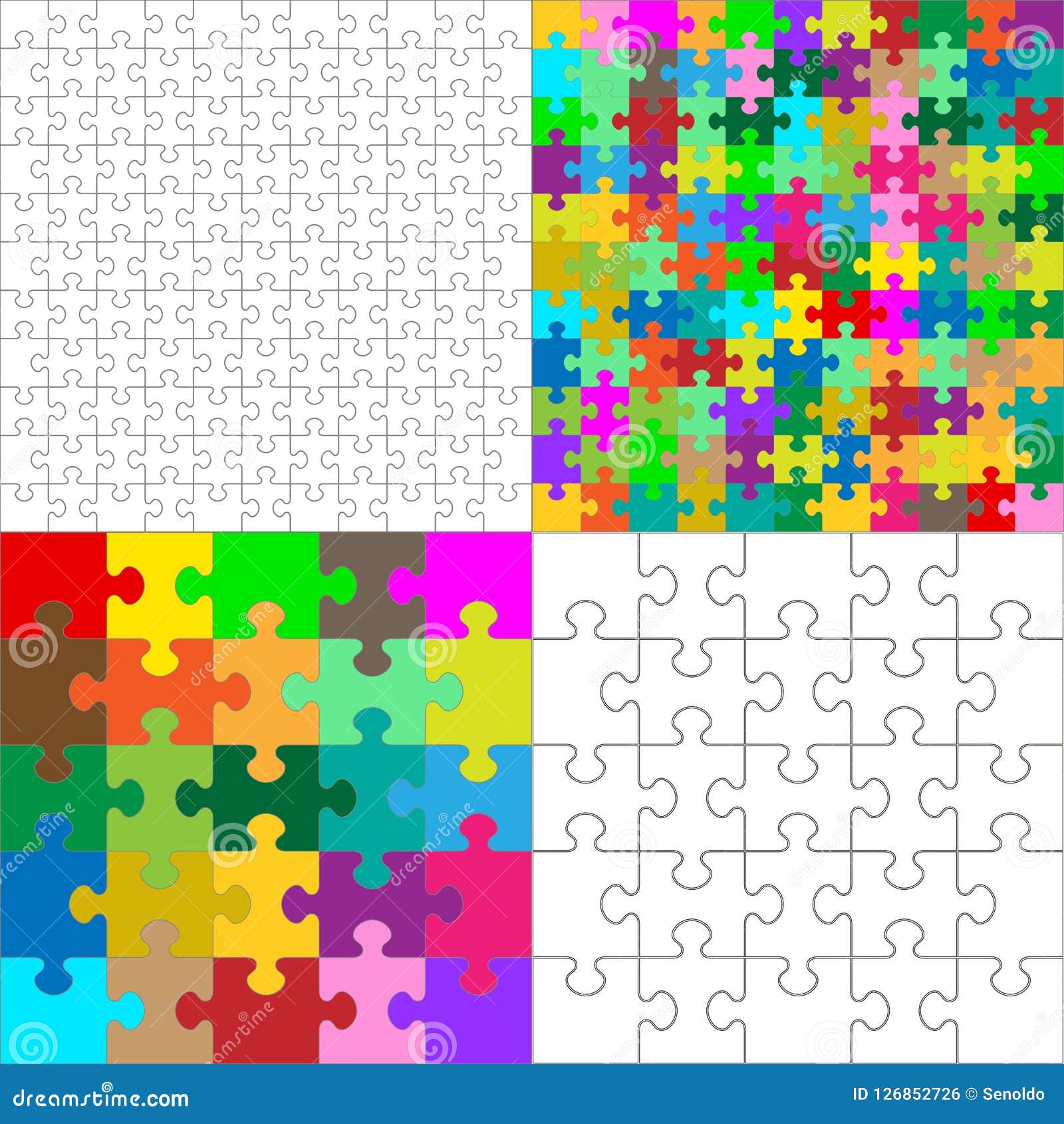 Vector JigSaw Puzzle Pieces Arranged in a Square Stock Illustration ...