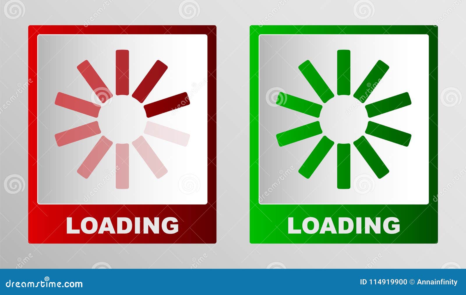 Two Square Buttons Showing the Status of the Loading in Red and Green ...