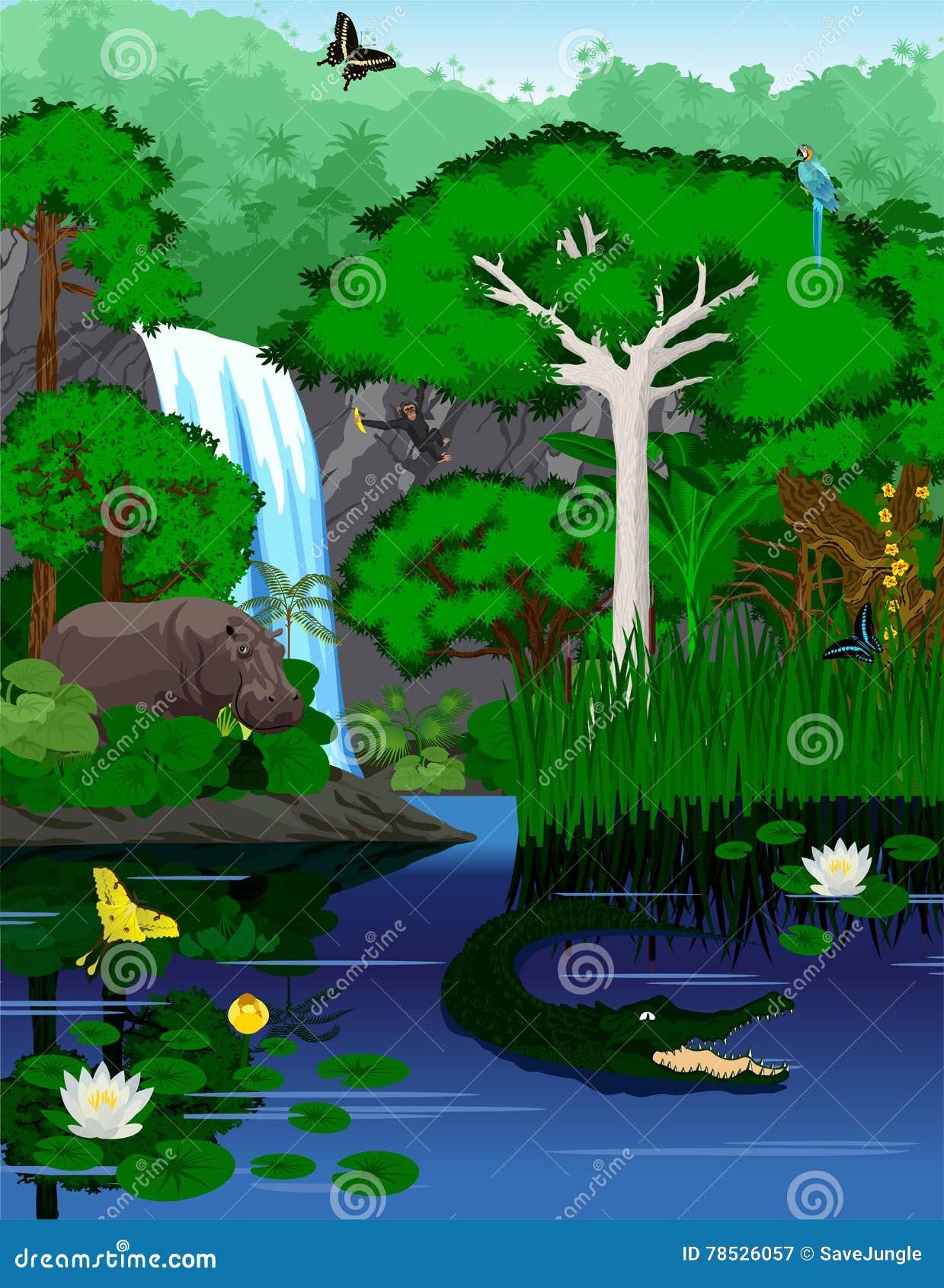 Vector jungle in africa stock vector. Illustration of costa - 78526057