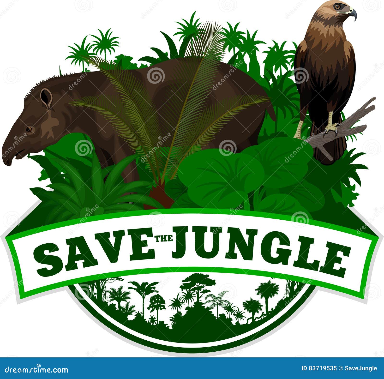 Save The Tapir Logo Design, Protection Of Wild Animal Black And White ...