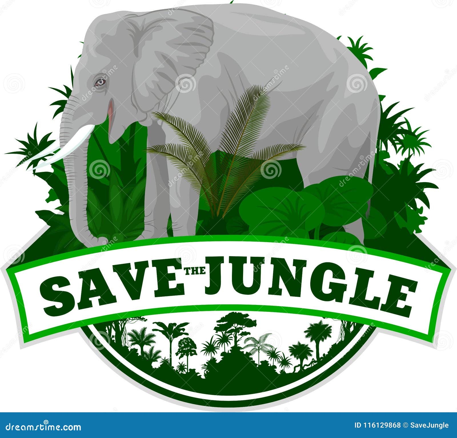 Vector Jungle Rainforest Emblem with Elephant Stock Vector ...