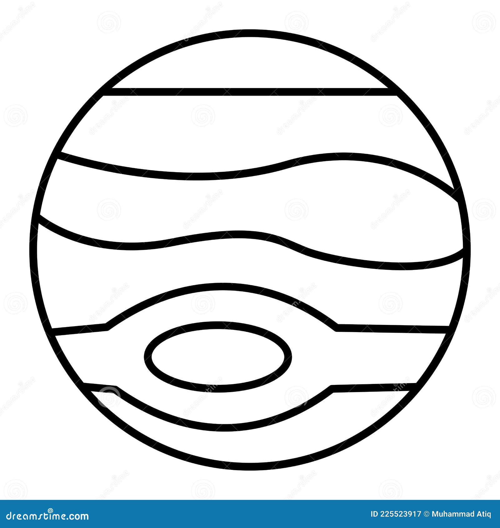Outline Jupiter With Satellite Vector Icon. Isolated Black Simple Line ...