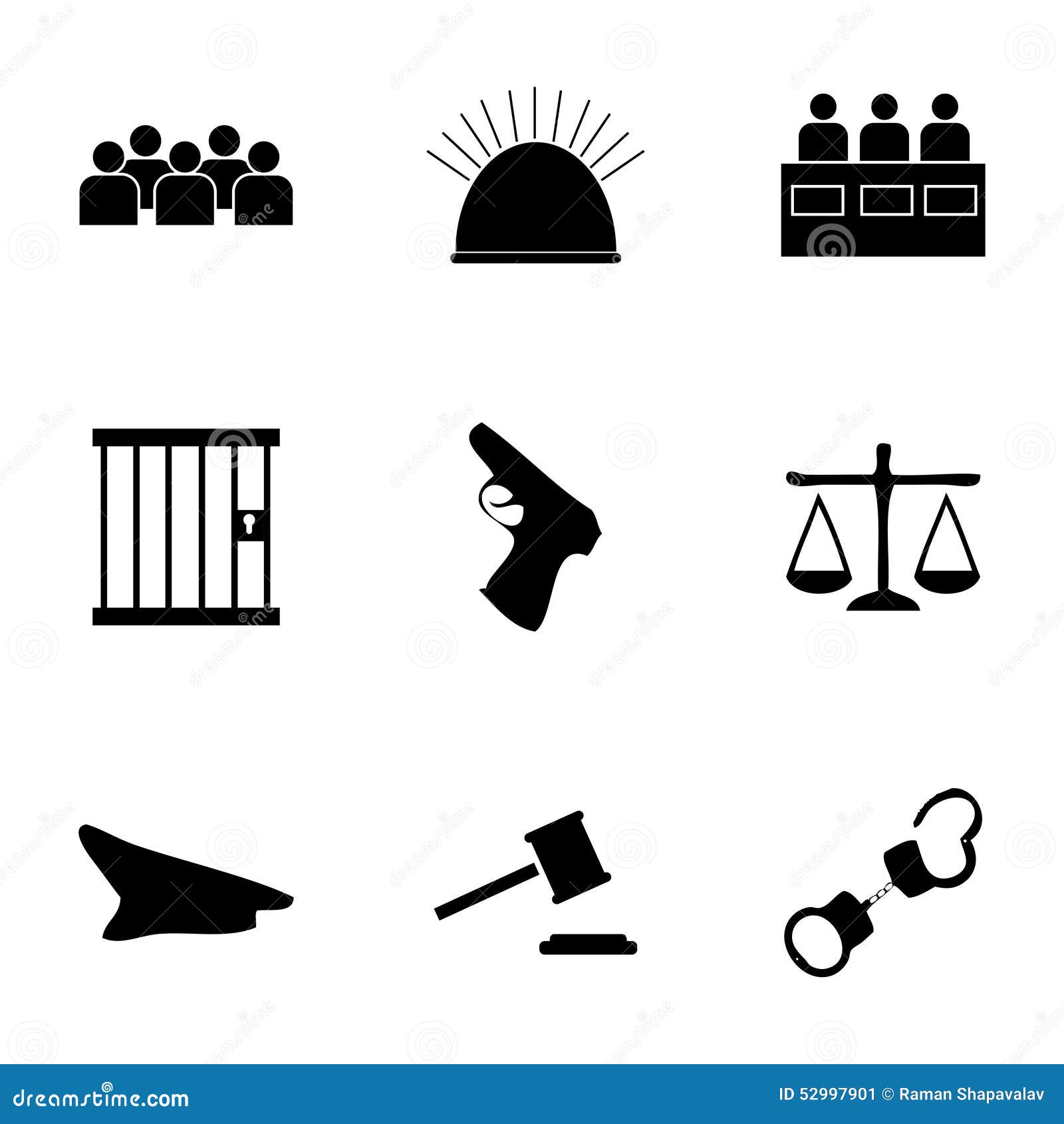 Vector justice icons set stock vector. Illustration of court - 52997901