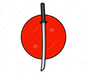 Vector Katana Sword on Red Circle Stock Vector - Illustration of ...