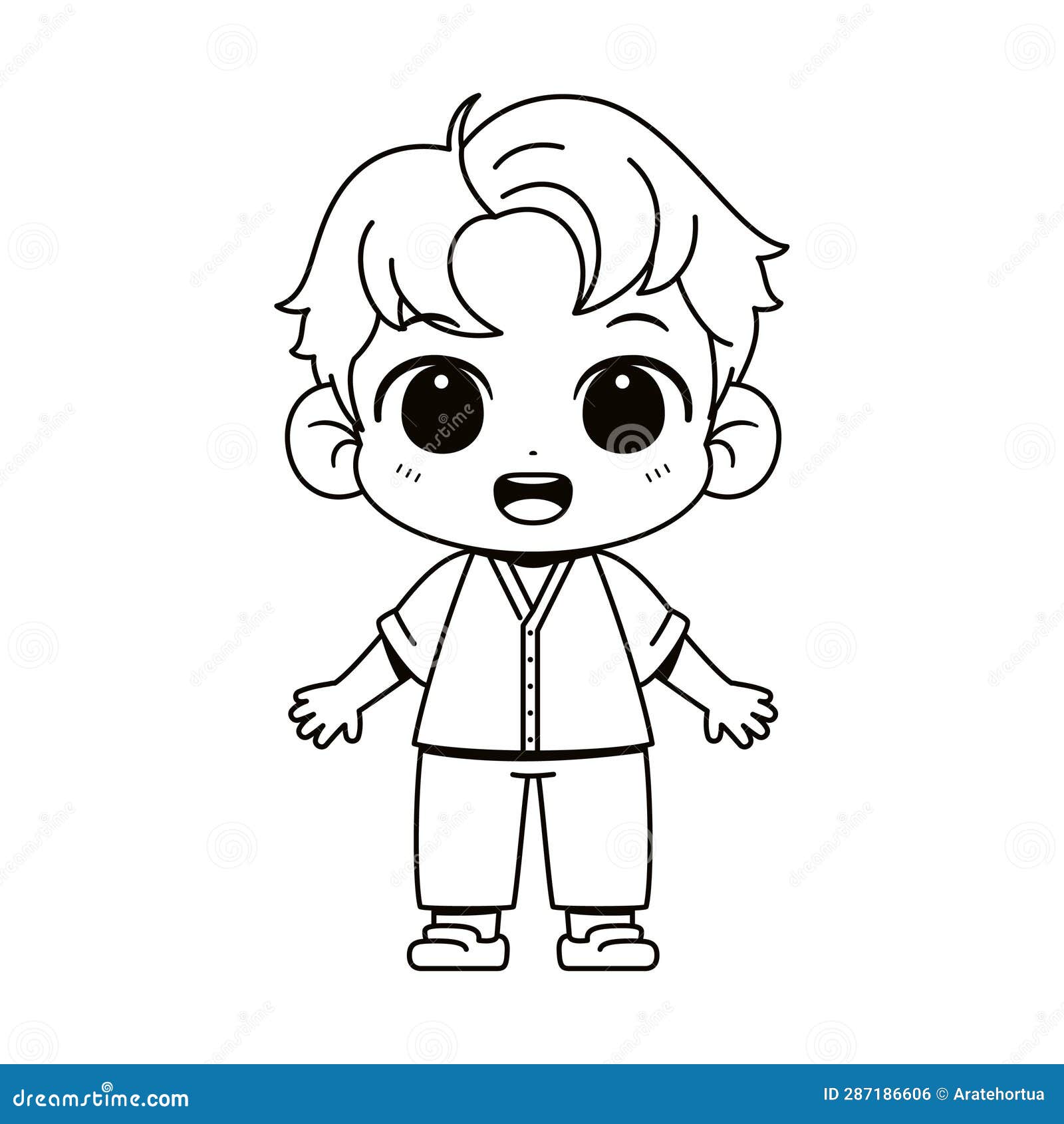 Vector Kawaii Boy Cartoon Set Illustration Isolated Stock Illustration ...