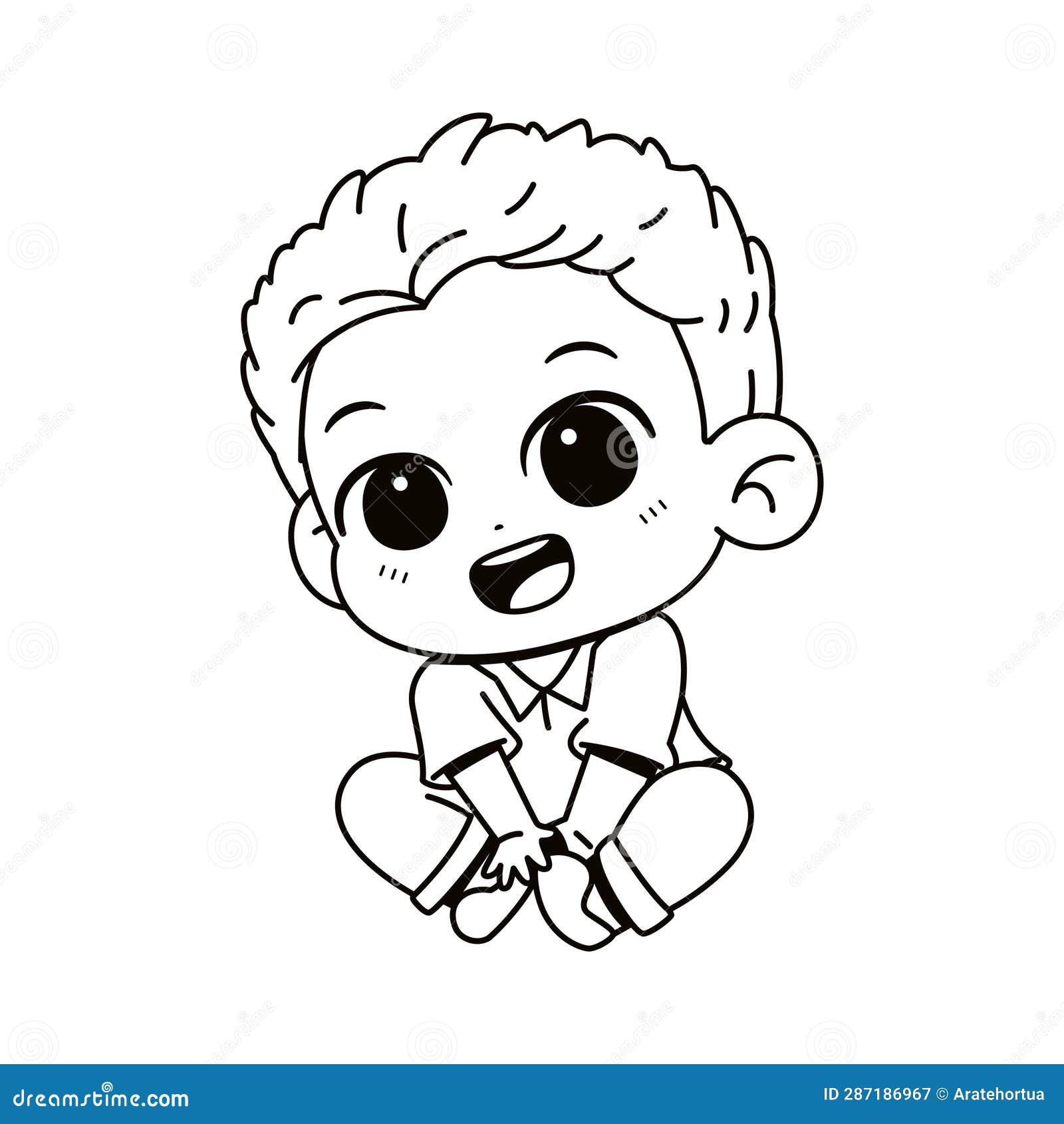 Vector Kawaii Boy Cartoon Set Illustration Isolated Stock Illustration ...