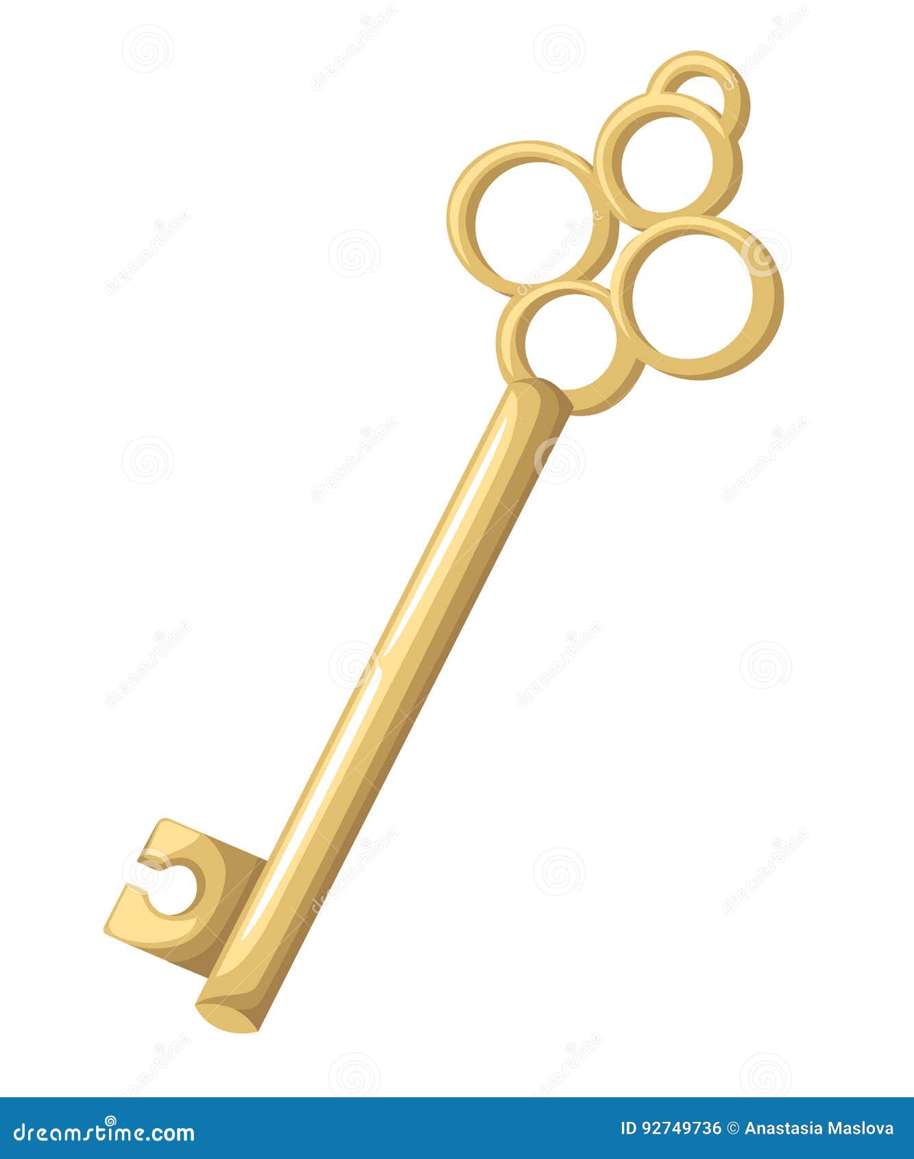Vector Key Illustration in Flat Style Design Golden Key Isolated on ...
