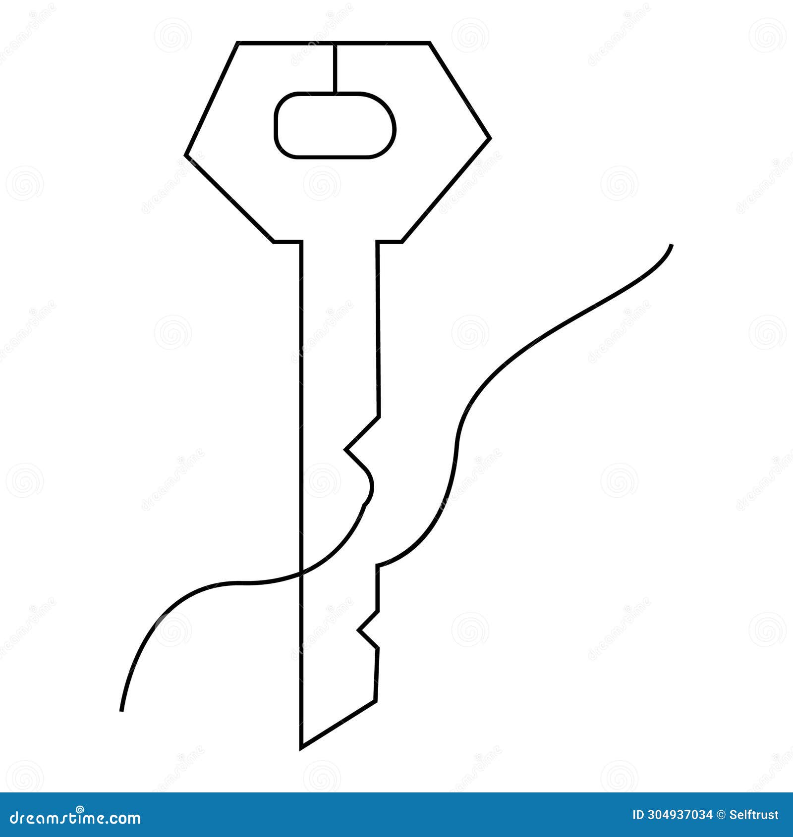 Vector Key in One Continuous Line Art Drawing Style Metal Key Shape ...