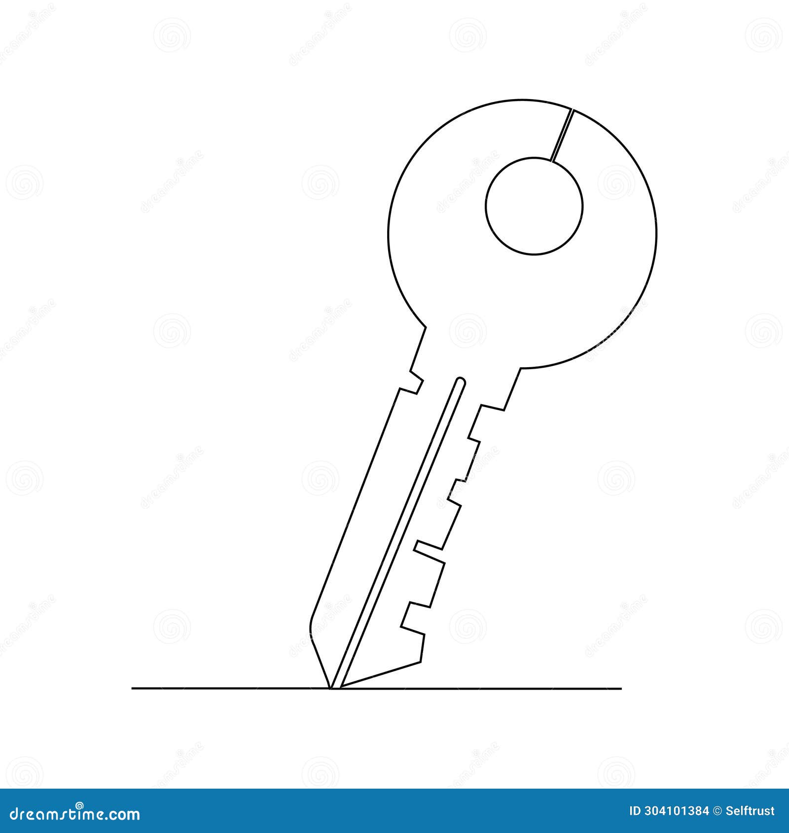 Vector Key in One Continuous Line Art Drawing Style Metal Key Shape ...