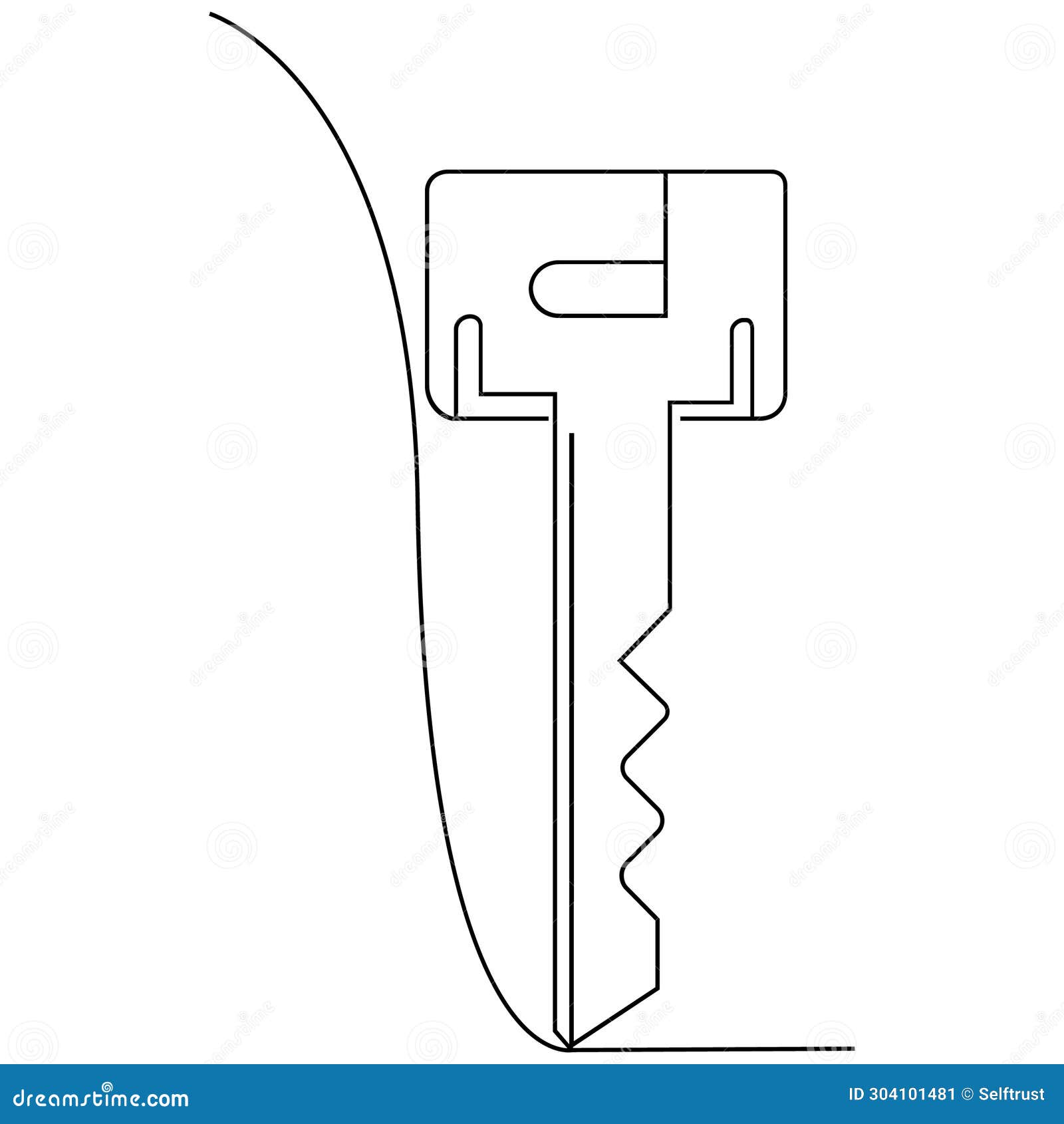 Vector Key in One Continuous Line Art Drawing Style Metal Key Shape ...