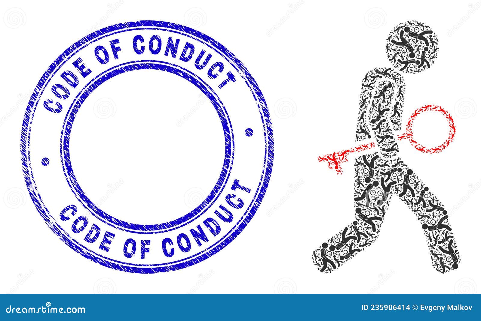 Scratched Code of Conduct Stamp and Key Thief Fractal Composition of ...