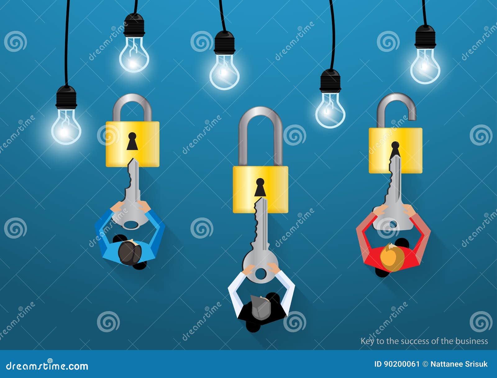 Vector Key To the Success of the Business Has a Key Lock Lamp Flat ...