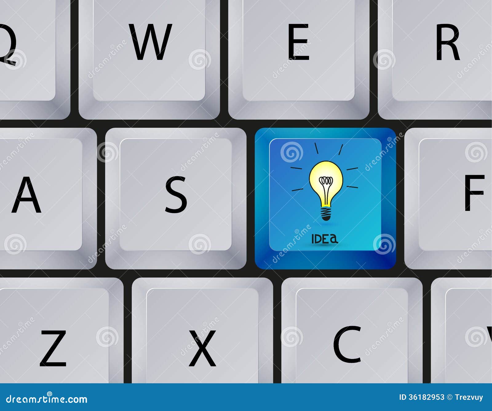 Vector Keyboard with Bulb Light Button. Stock Vector - Illustration of ...