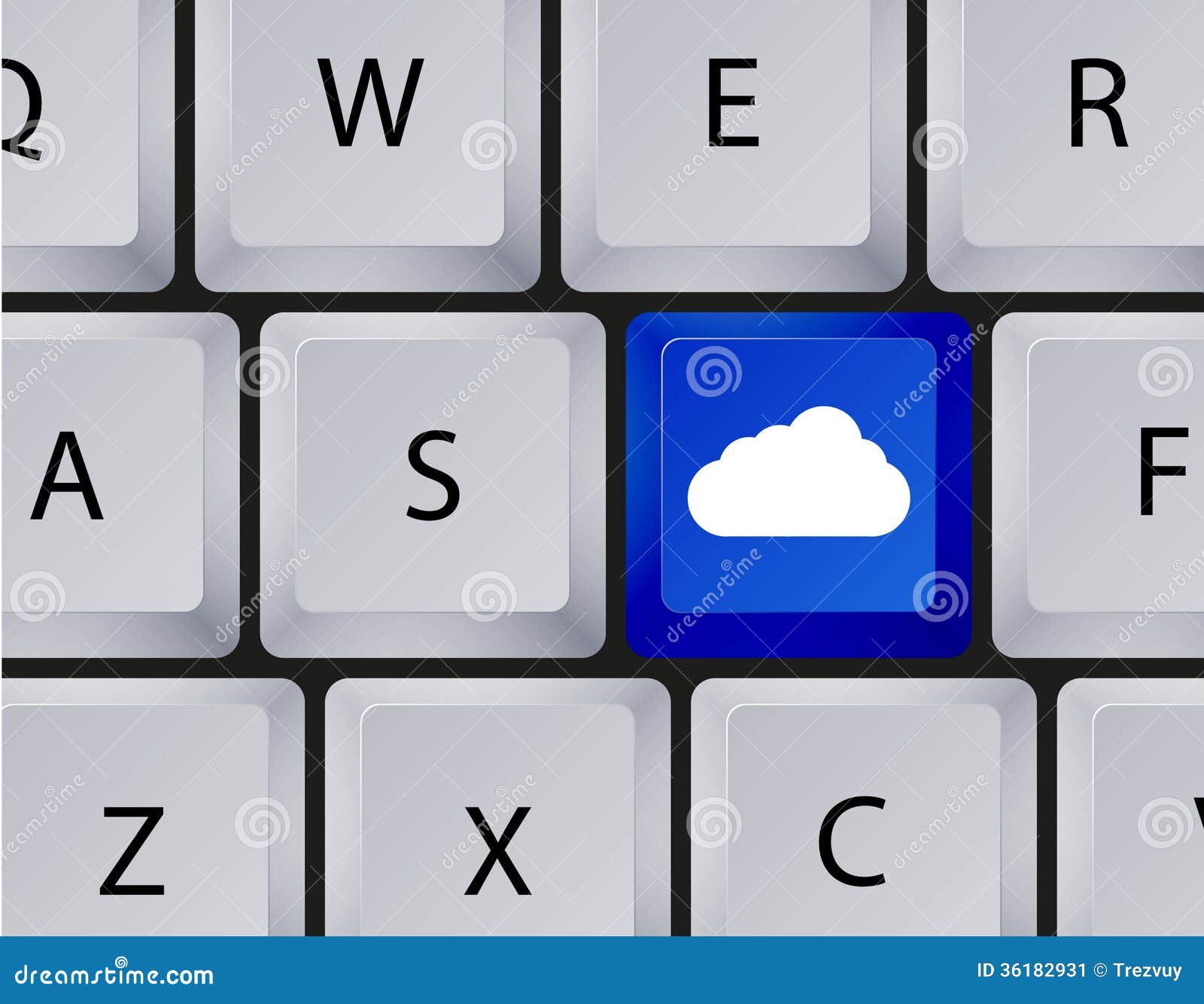 Vector Keyboard with Computer Cloud Button. Eps10 Stock Vector ...
