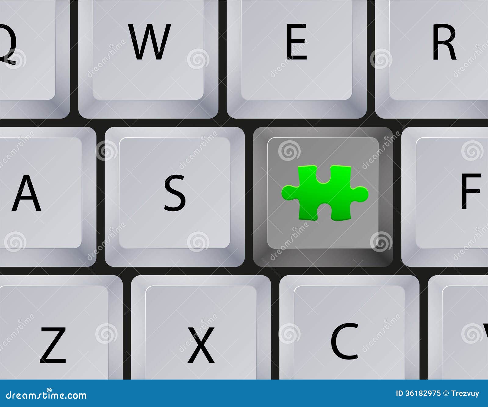 Vector Keyboard with Puzzle Button. Eps10 Stock Vector - Illustration ...