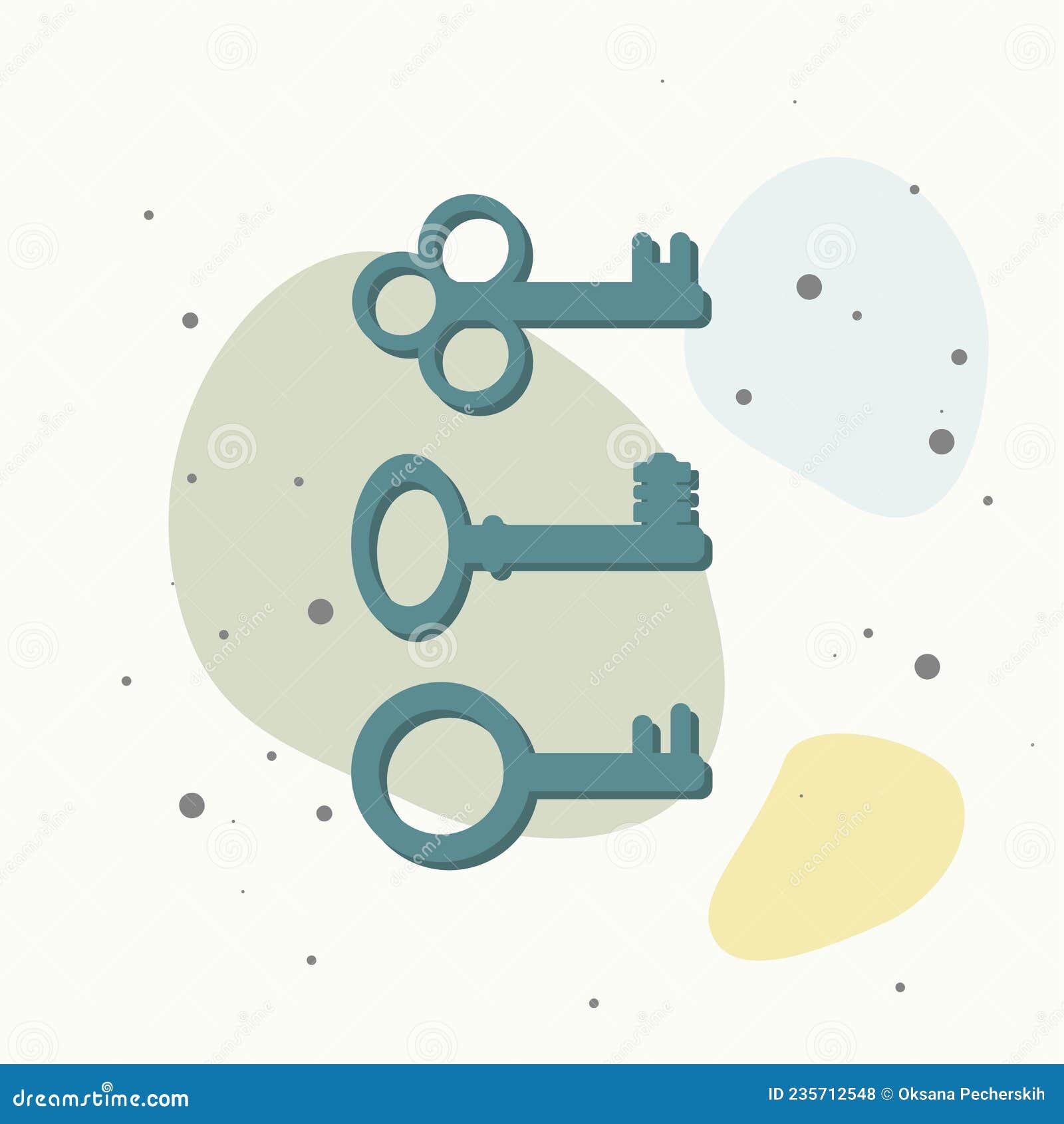 Vector Keys Icon. Set Of Vintage Keys Cartoon Style On White Isolated ...