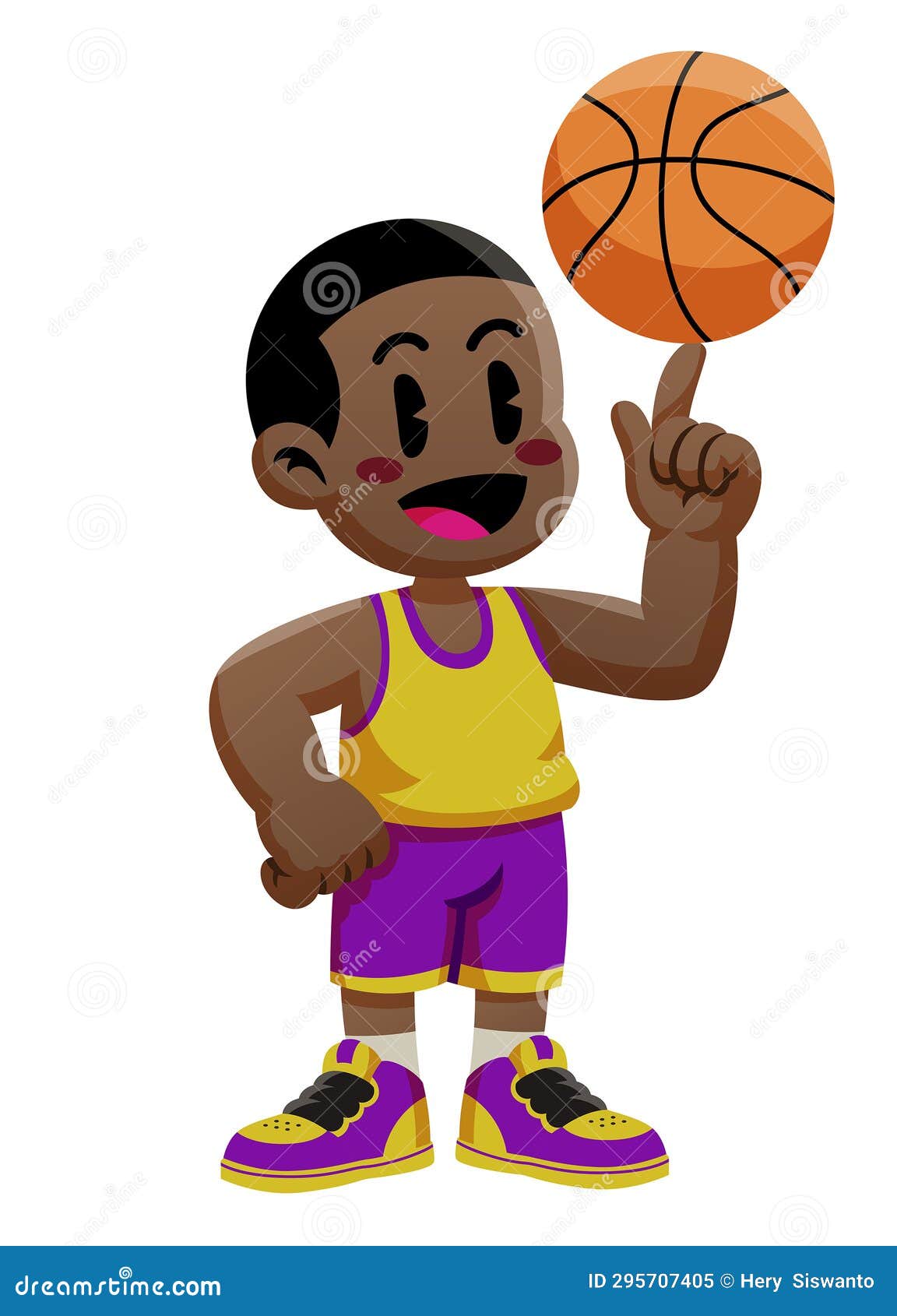 Kid Spinning Basketball Ball Cartoon Stock Vector - Illustration of ...