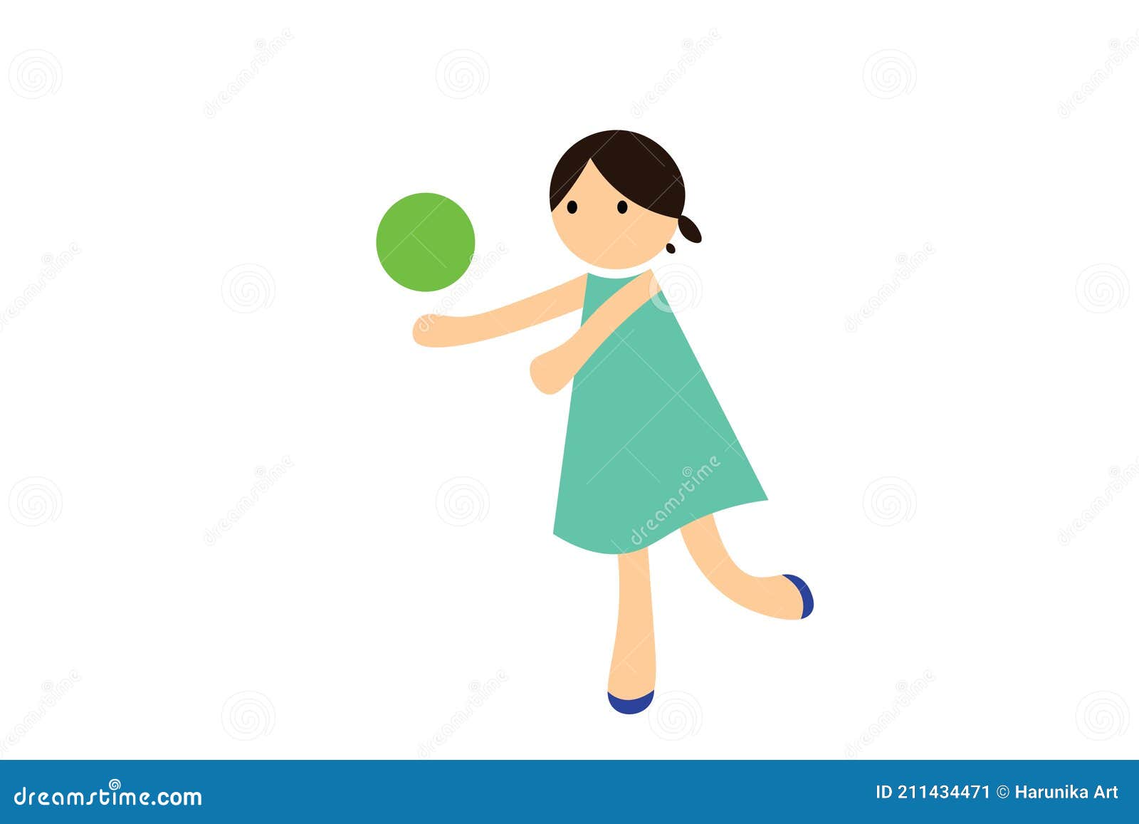 Vector Kids Playing Green Ball Stock Vector - Illustration of education ...