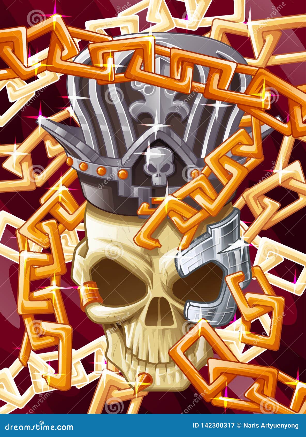 Vector King Skull and Chains. Stock Vector - Illustration of background ...