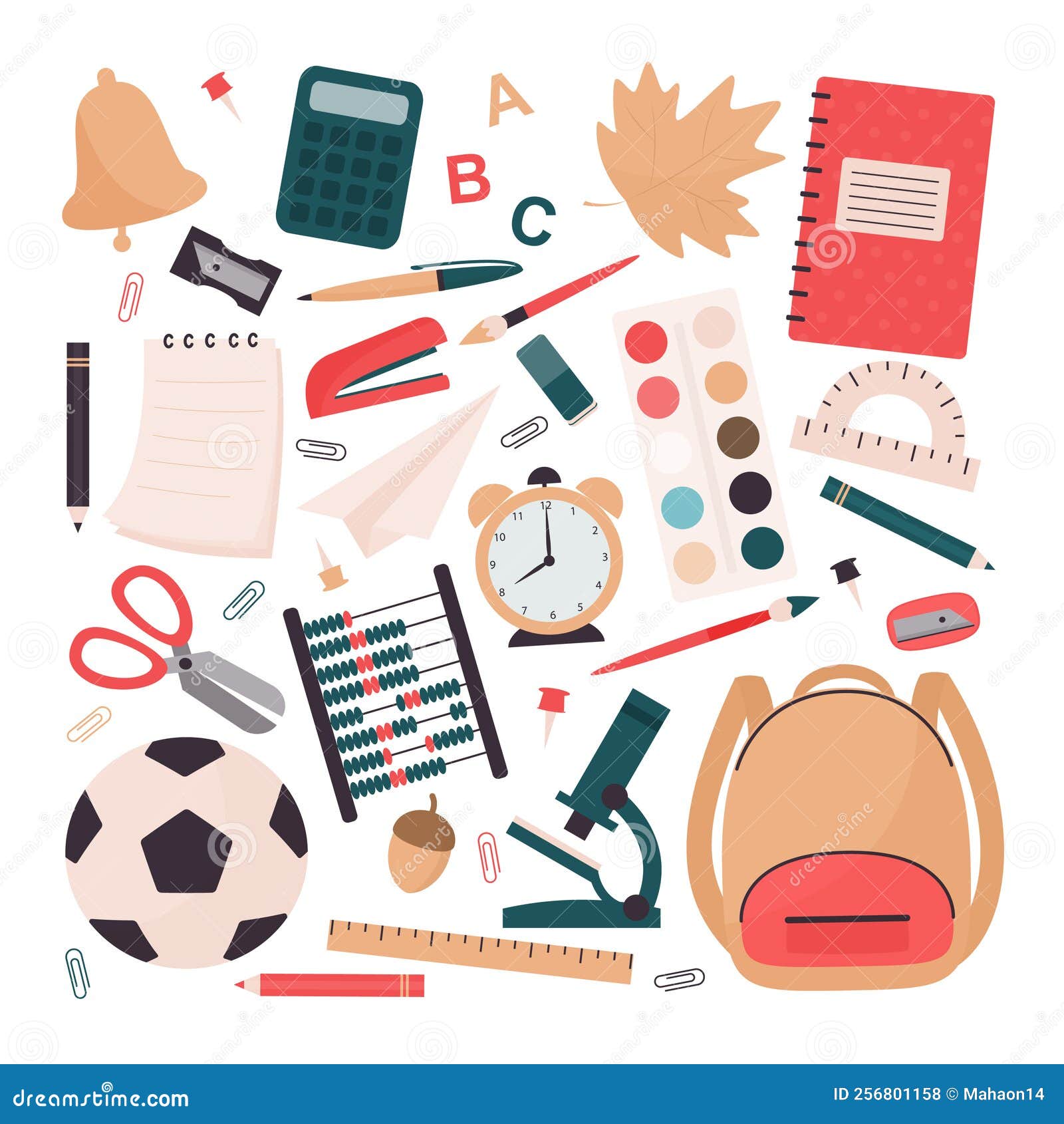 Vector Kit of School Supplies Stock Vector - Illustration of knowledge ...