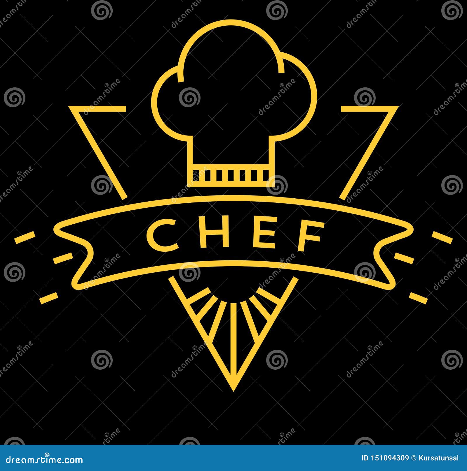 Vector Kitchen Chef Icon with Linear Style Stock Vector - Illustration ...