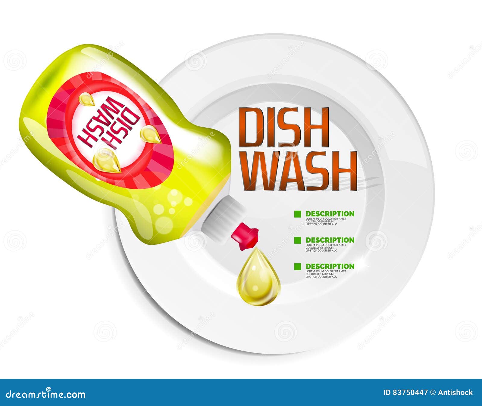 Vector Kitchen Dish Wash Ad Product Package Stock Illustration ...