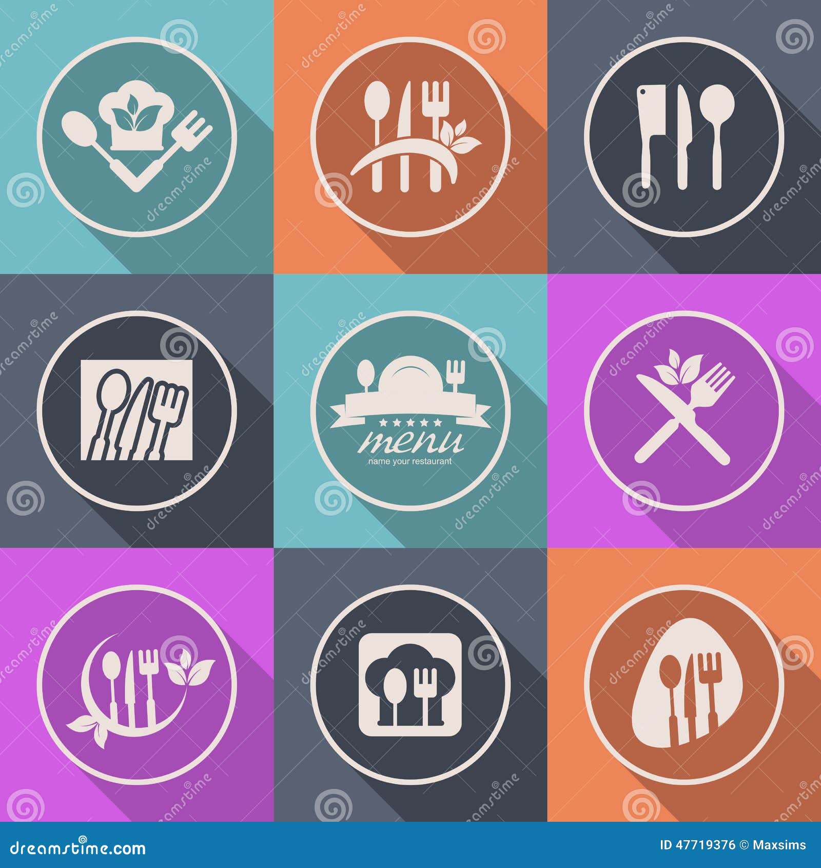 Vector Kitchen Icon Menu Logo Sign Stock Vector - Illustration of ...