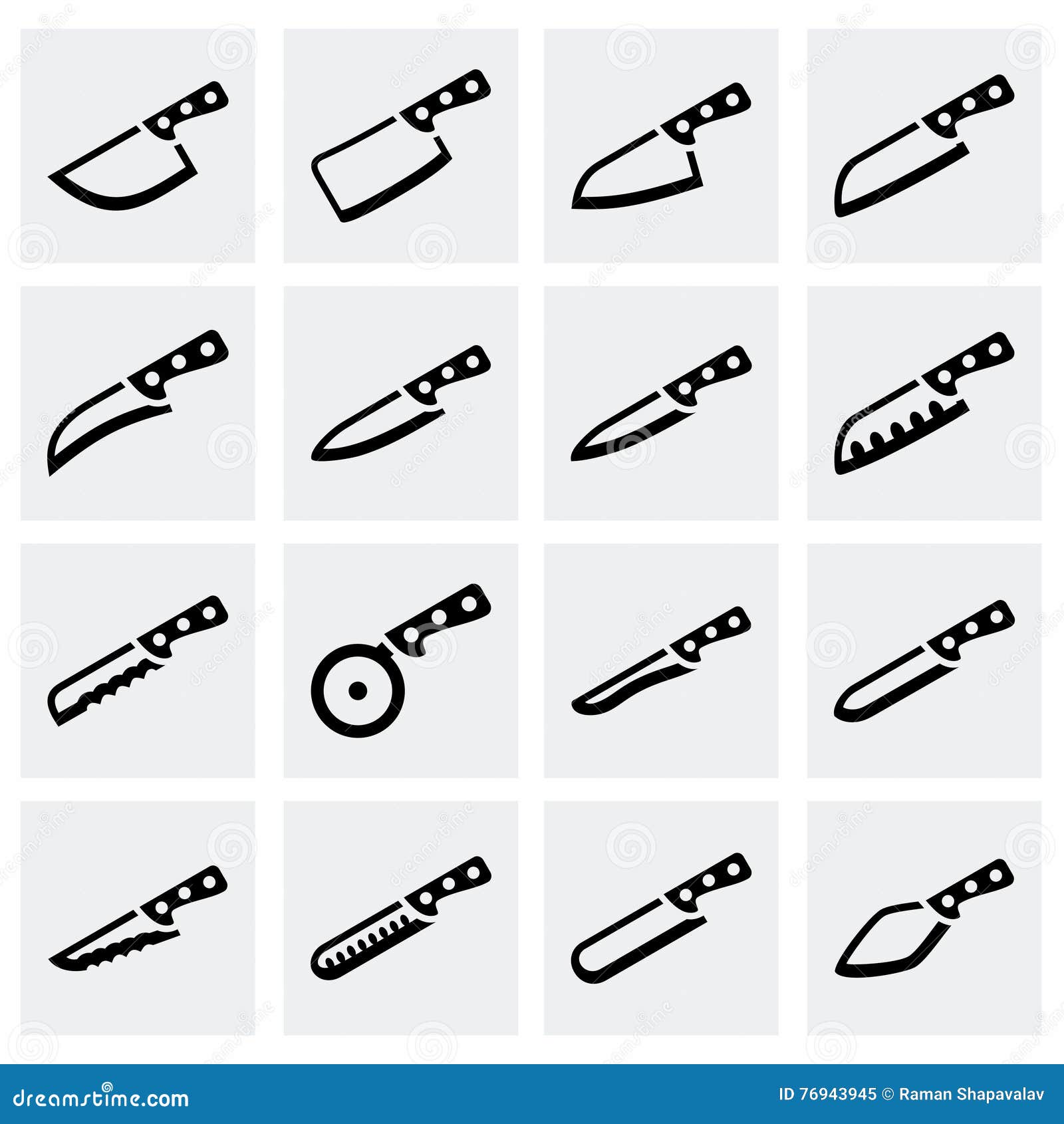 Vector Kitchen Knife Icon Set Stock Vector - Illustration of steel ...