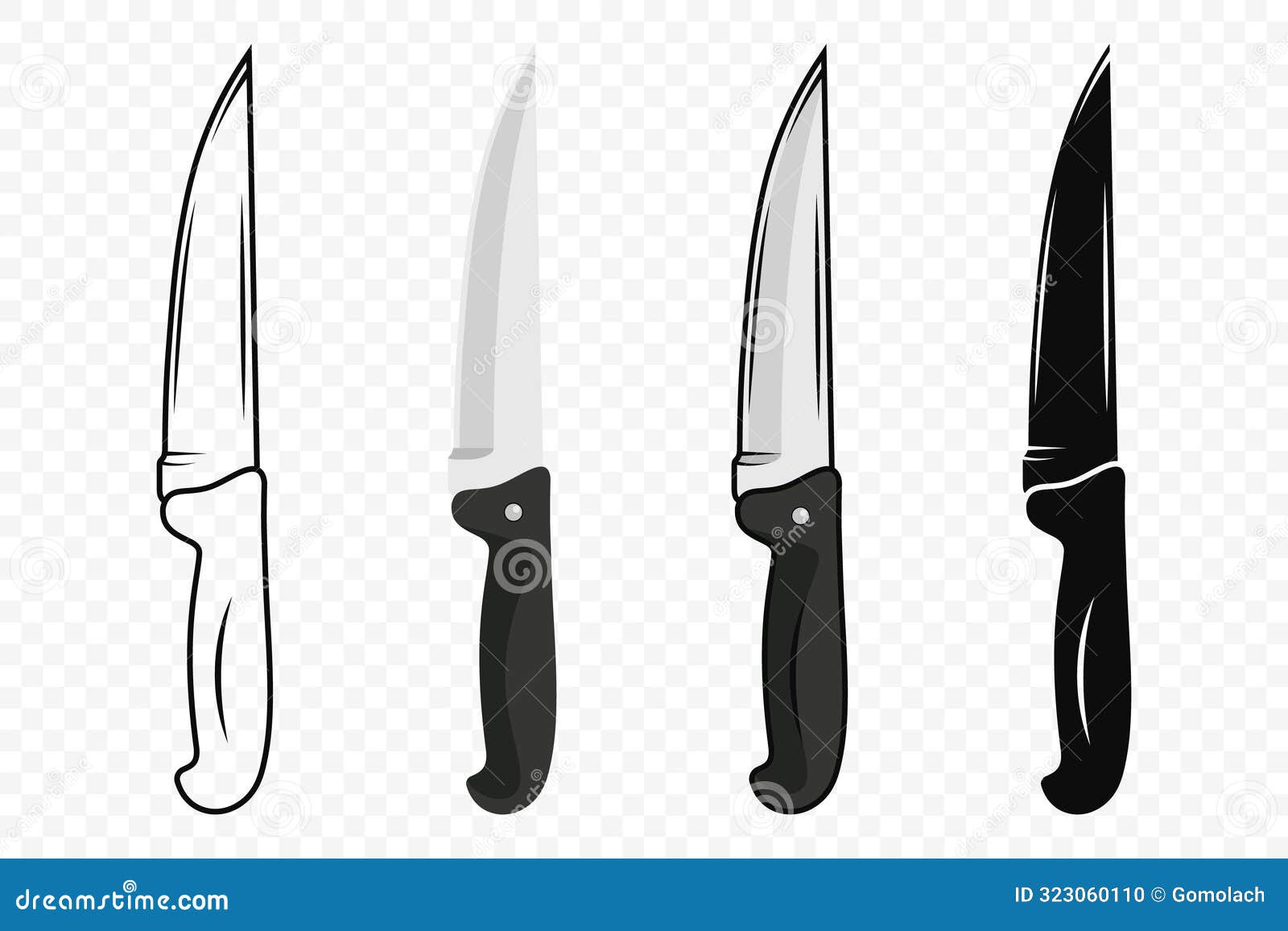 Vector Kitchen Knife Icon Set, Isolated. Various Kitchen Knives Design ...