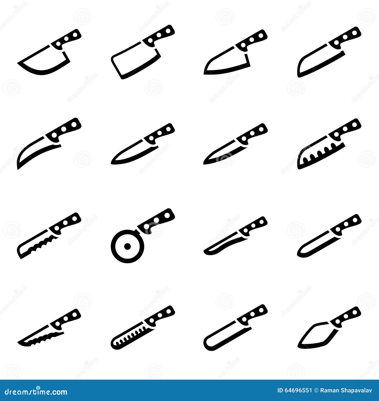 Vector Kitchen Knife Icon Set Stock Vector - Illustration of handle ...