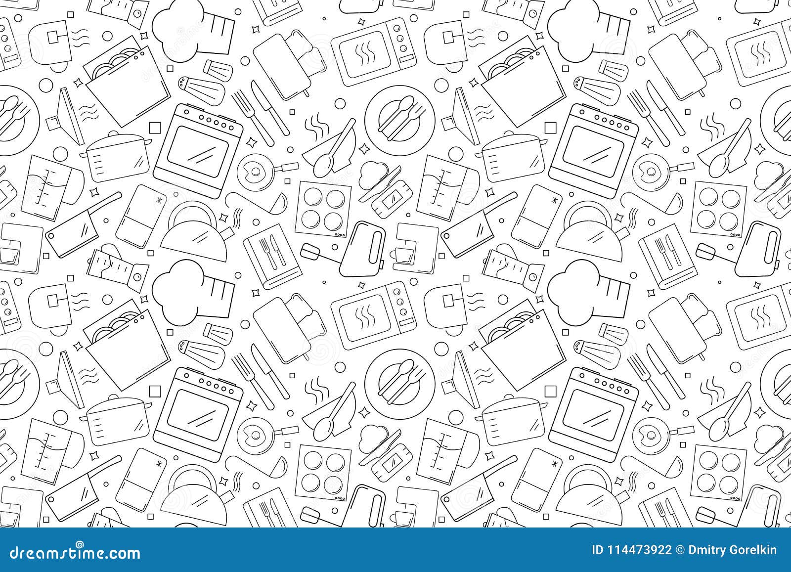 Vector Kitchen Pattern. Kitchen Seamless Background Stock Vector ...