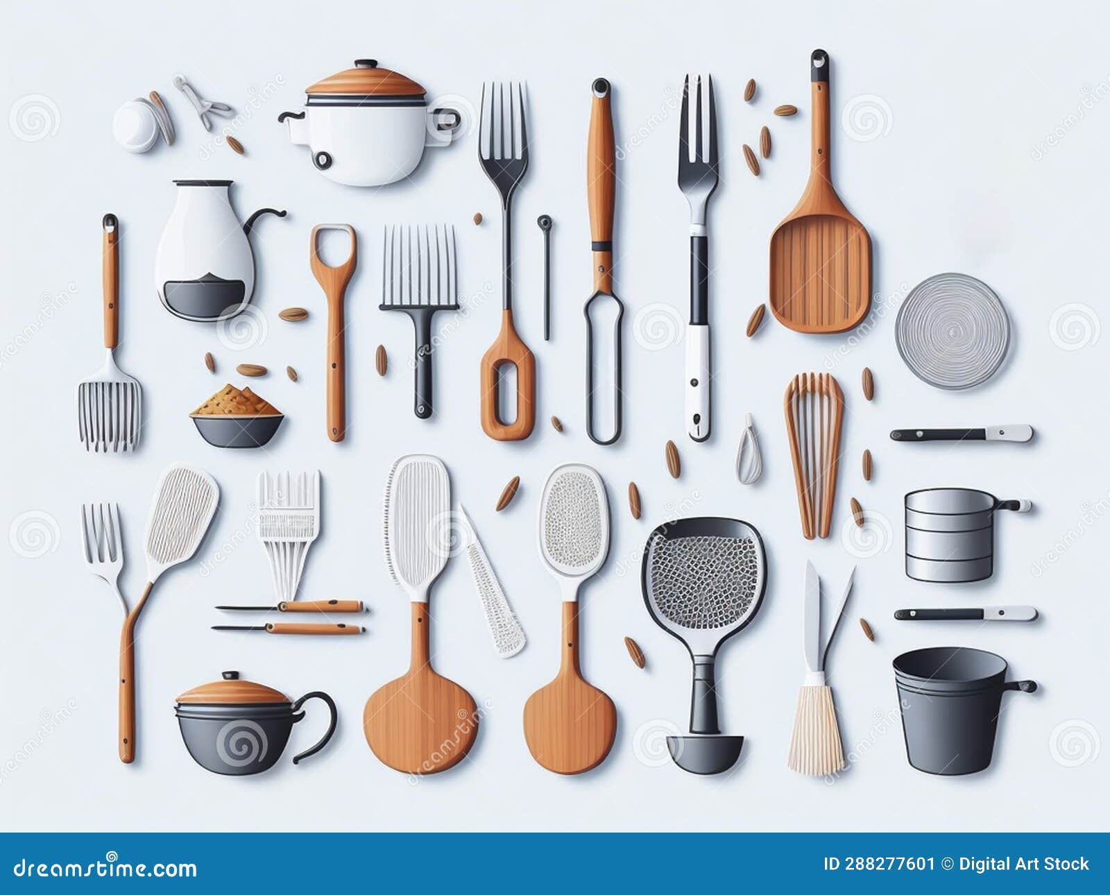 Vector Kitchen Tools Tools on White Background, AI Generated Stock ...