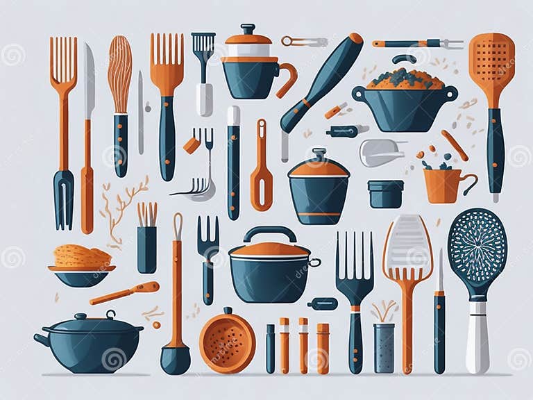 Vector Kitchen Tools on a White Background Create a Clean and ...