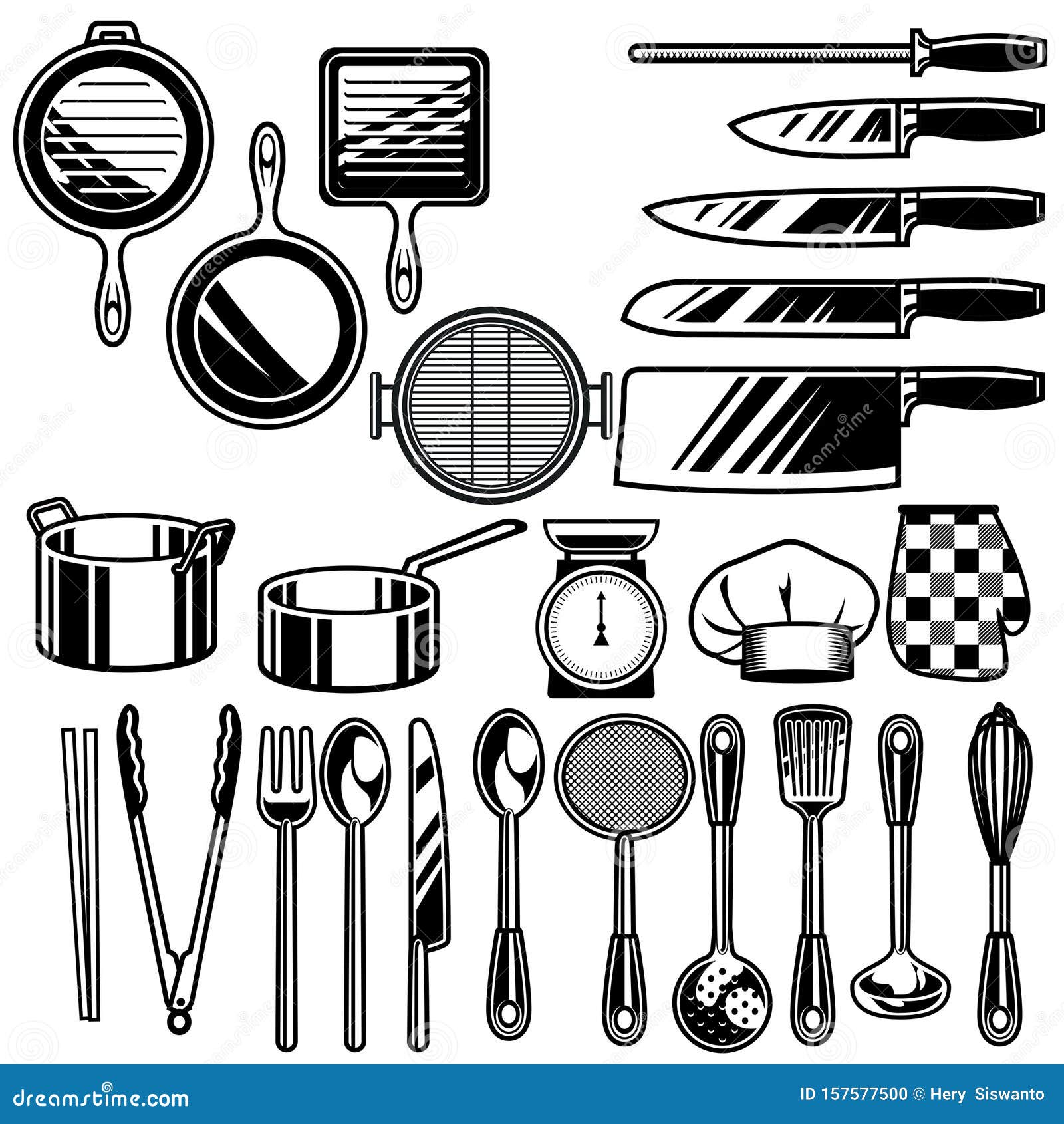 Kitchen ware collection stock vector. Illustration of utilities - 157577500