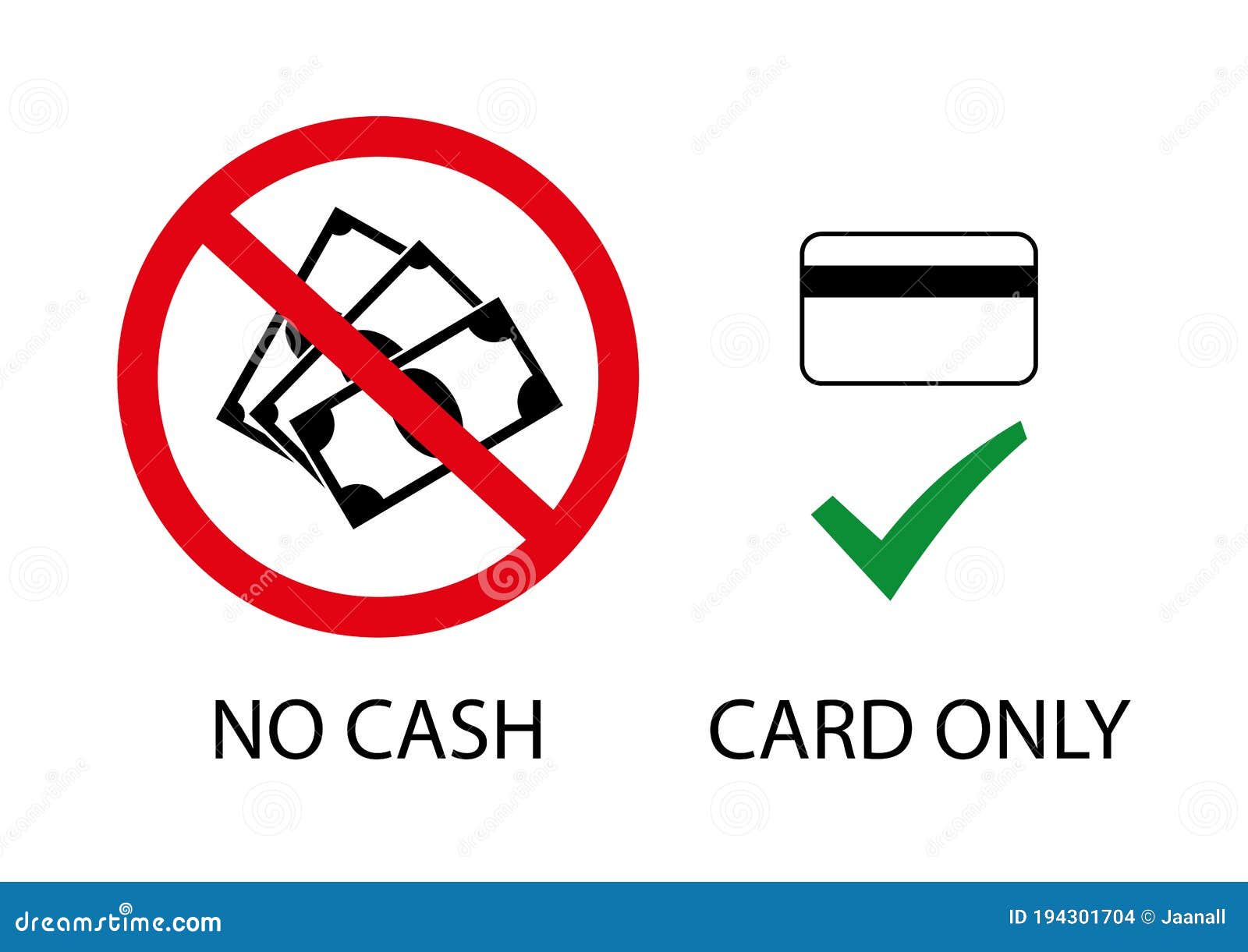 No Cash, only Card Payment Option Sign. Stock Vector - Illustration of ...
