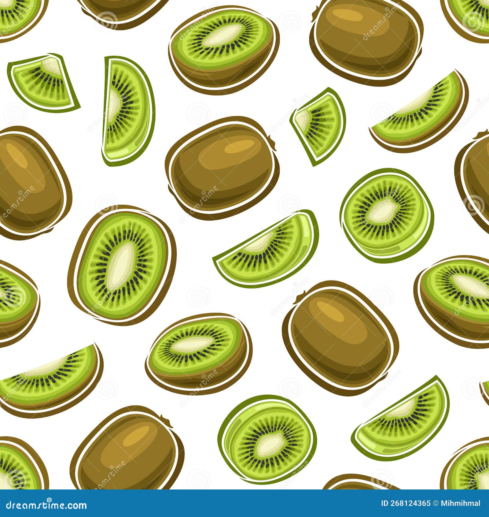 Vector Kiwi Seamless Pattern Stock Vector - Illustration of fruit ...