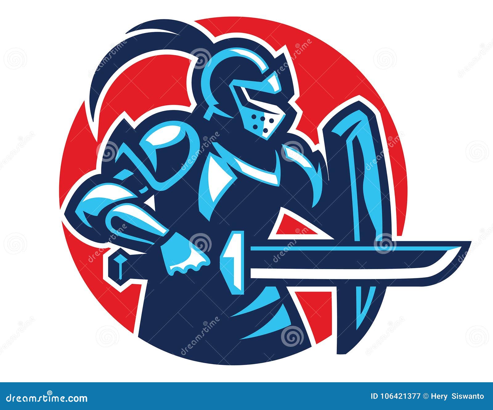 Knight attack with sword stock vector. Illustration of mascot - 106421377