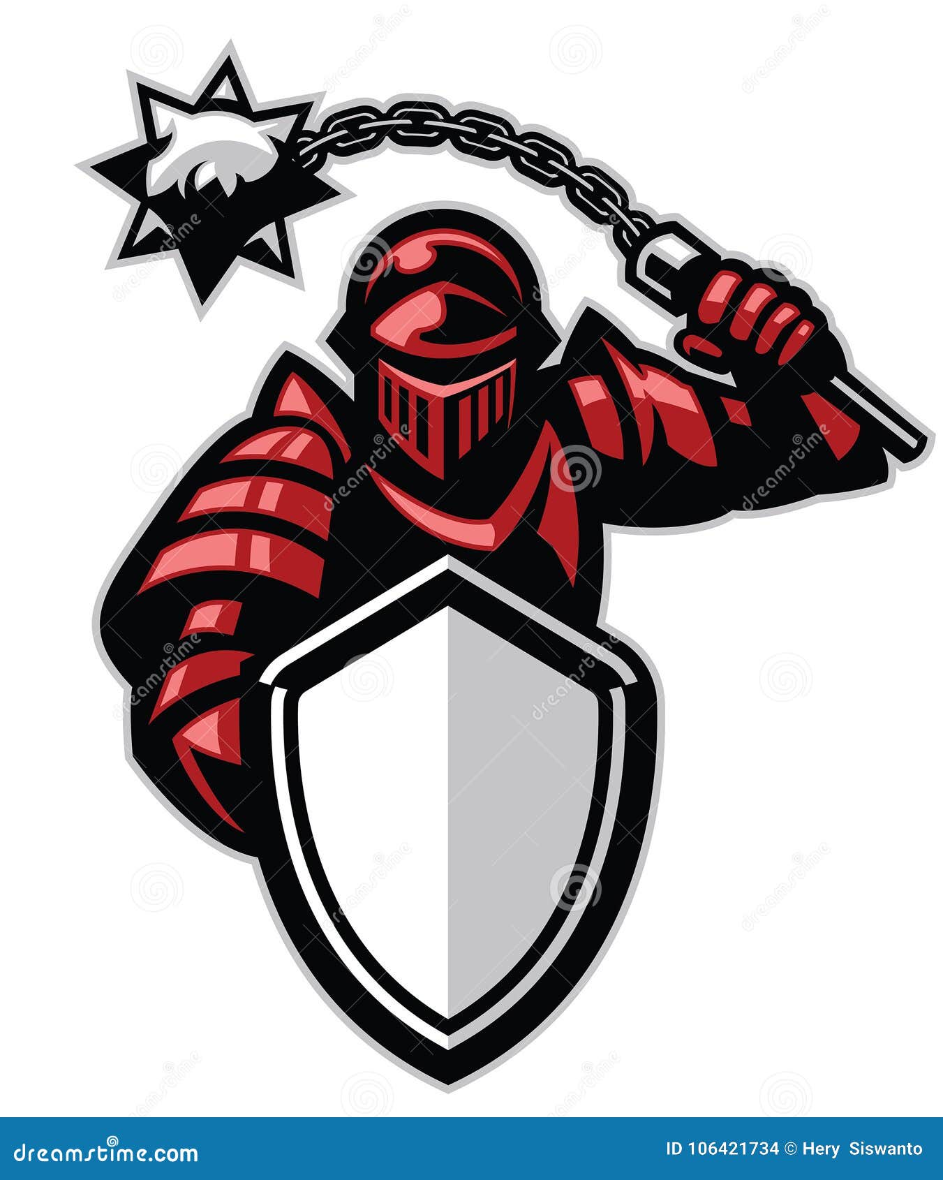 Knight with Shield and Spiky Ball Weapon Stock Vector - Illustration of ...