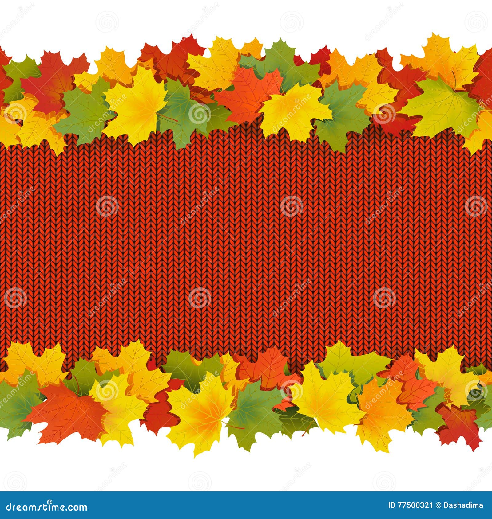 Vector Knitted Border with Maple Leaves Stock Vector - Illustration of ...