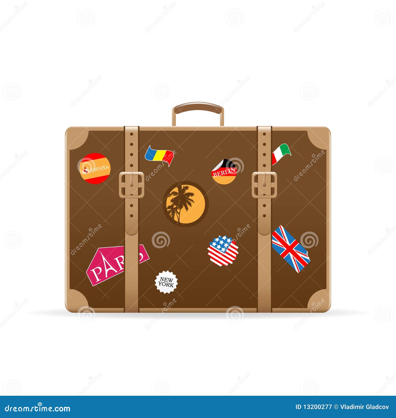 Vector Koffer Met Reisstickers Vector Illustratie - Illustration of ...