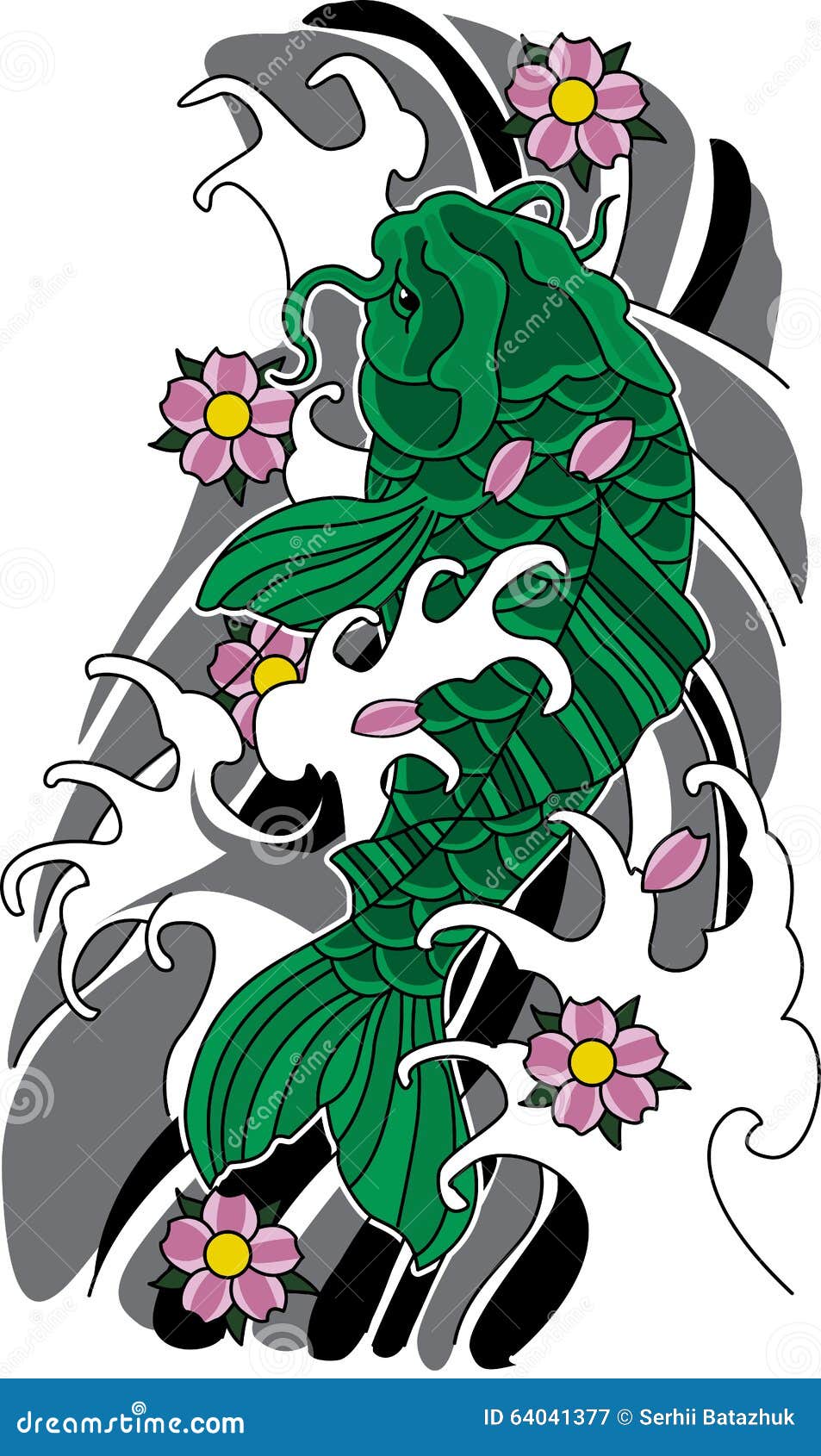 Vector koi fish tattoo. stock vector. Illustration of black - 64041377