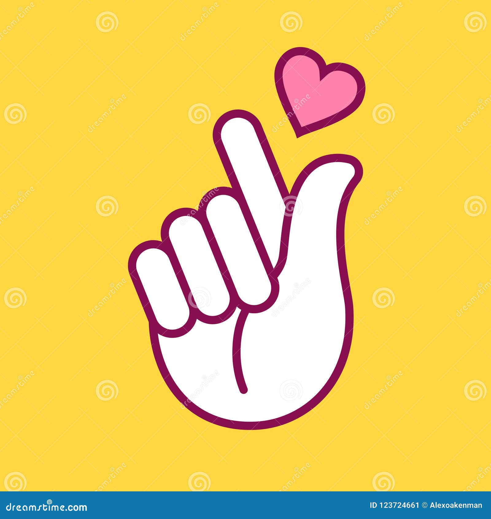 Vector Korean Heart Hand Gesture Symbol Stock Vector - Illustration of ...