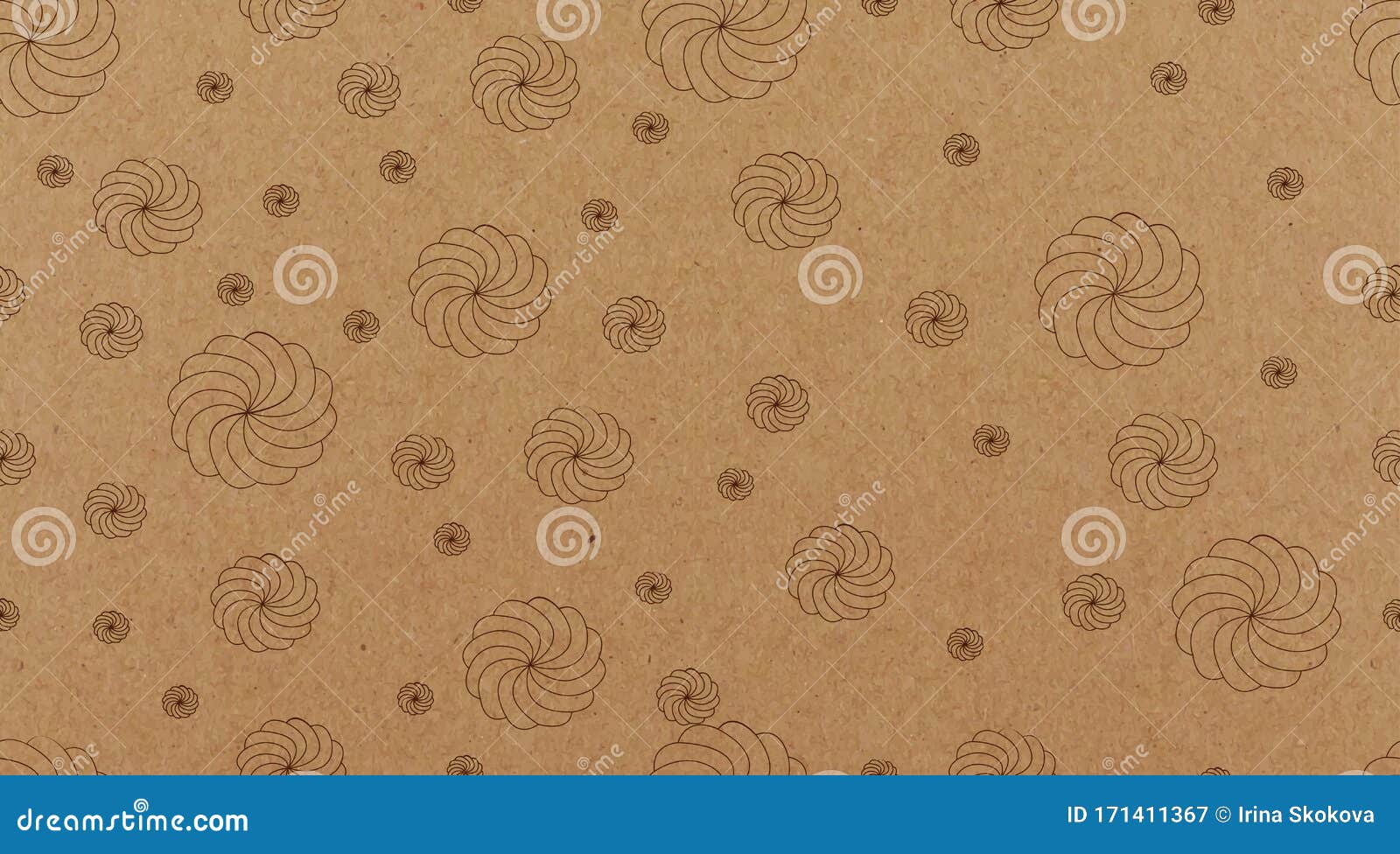 Vector Kraft Paper Texture with Marsmallows. Seamless Pattern Stock ...