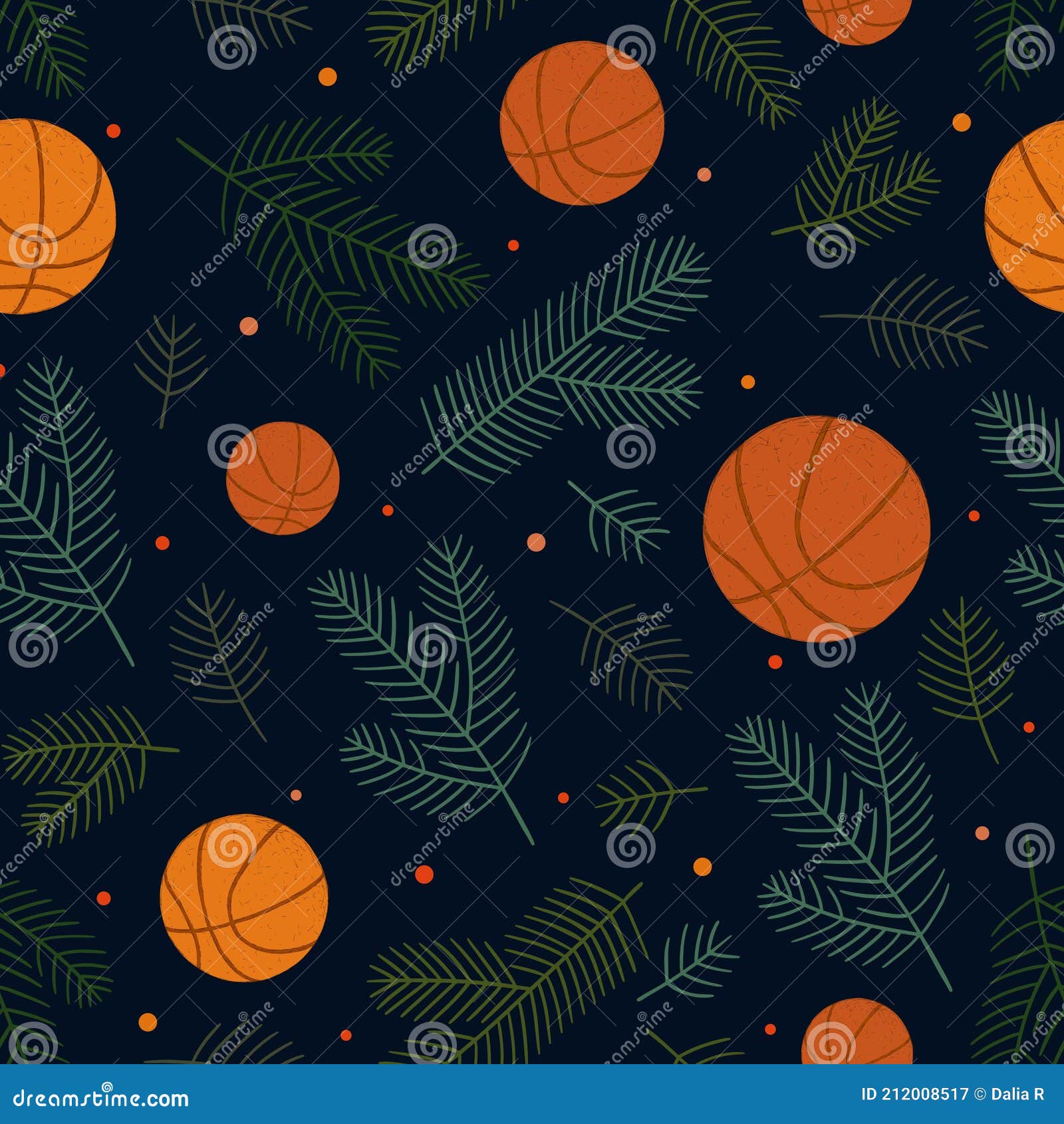Christmas Seamless Background with Basketball Balls and Fir Shawls ...