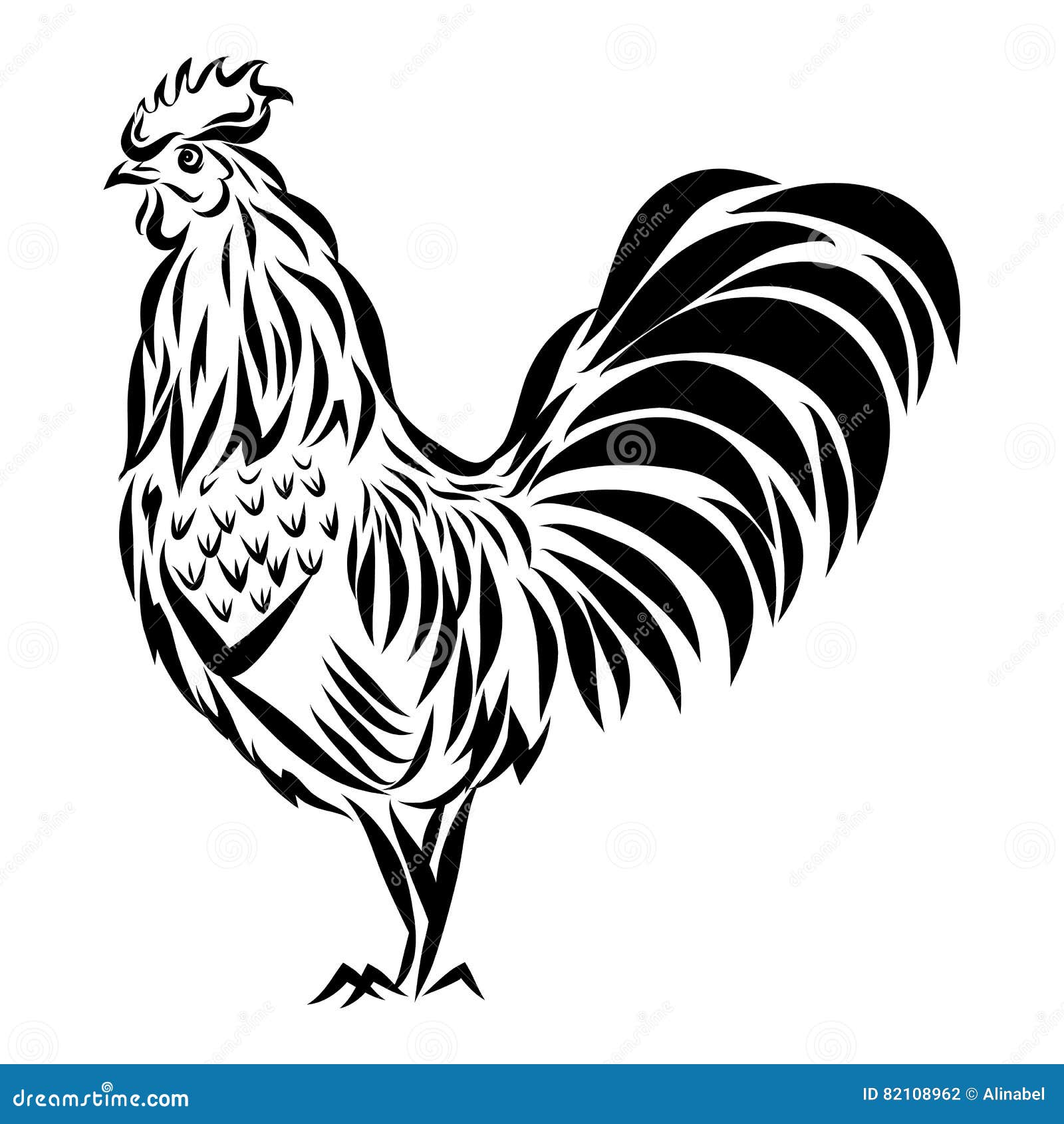 Vector L'illustrazione Con La Siluetta Nera Del Gallo Isolata Su Bianco ... Vector L'illustrazione Con La Siluetta Nera Del Gallo Isolata Su Bianco ...